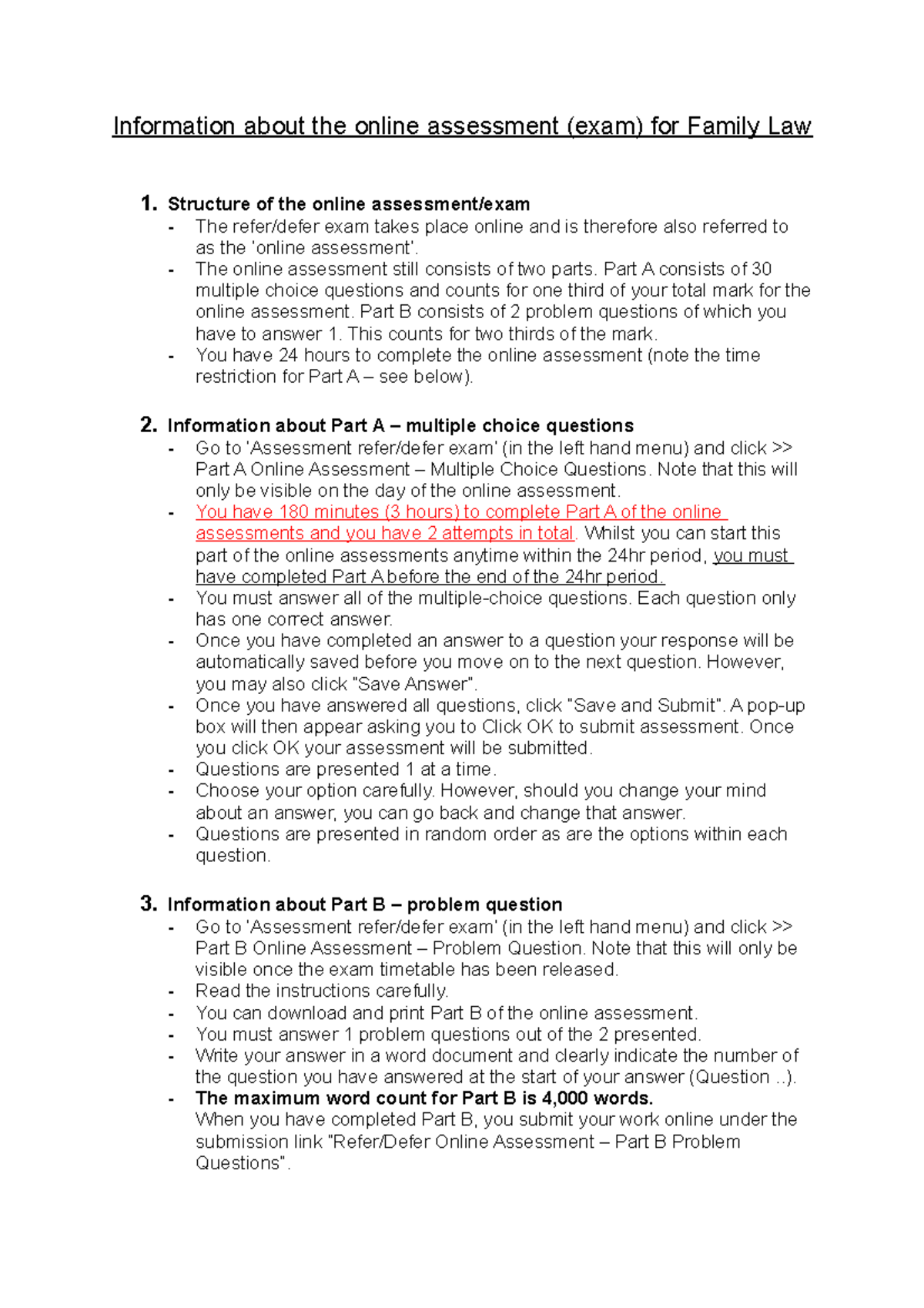 Sample/practice exam 4 February 2019, questions - Information about the ...