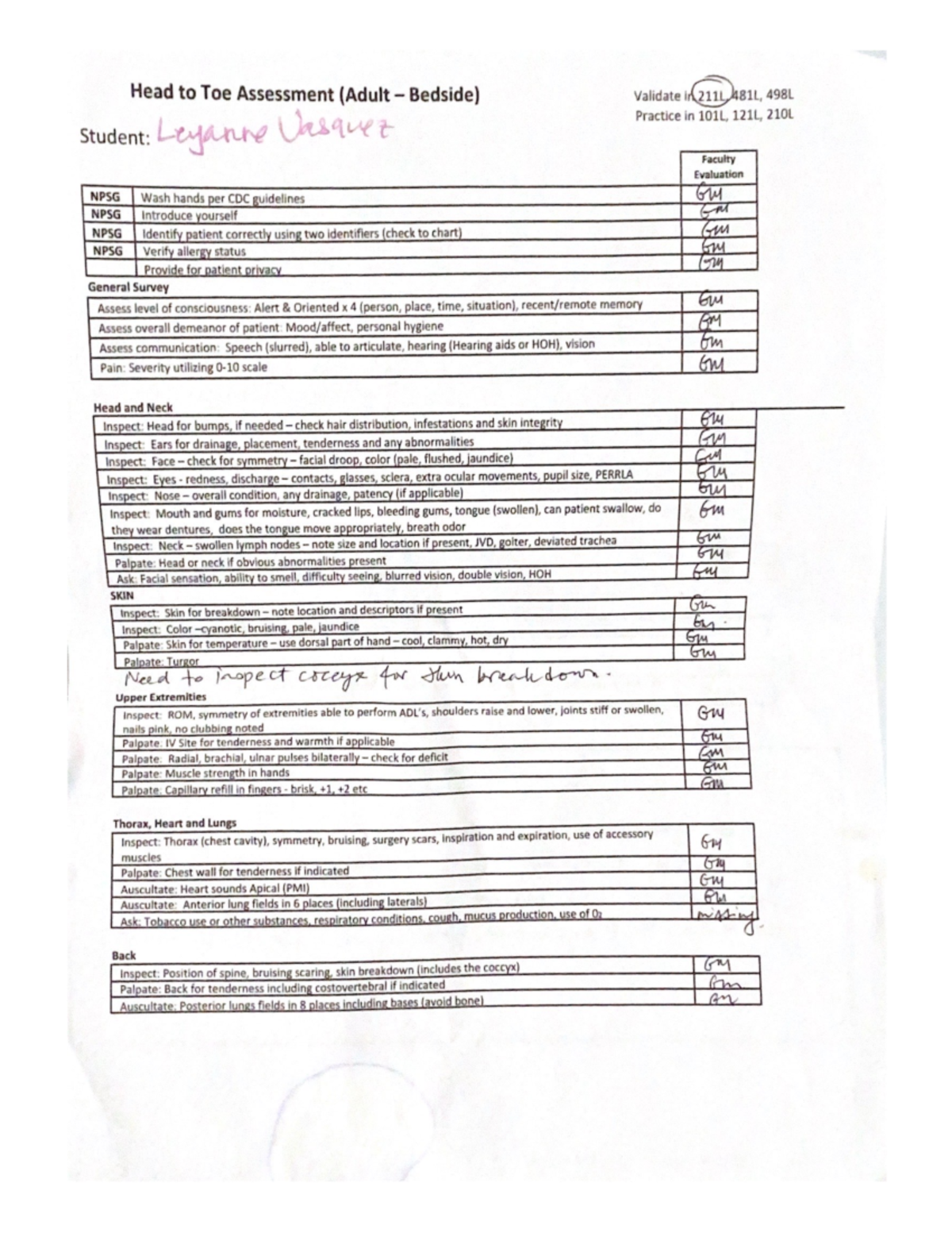 Head to Toe Assessment (Adult - Bedside) - NUR307 - Studocu