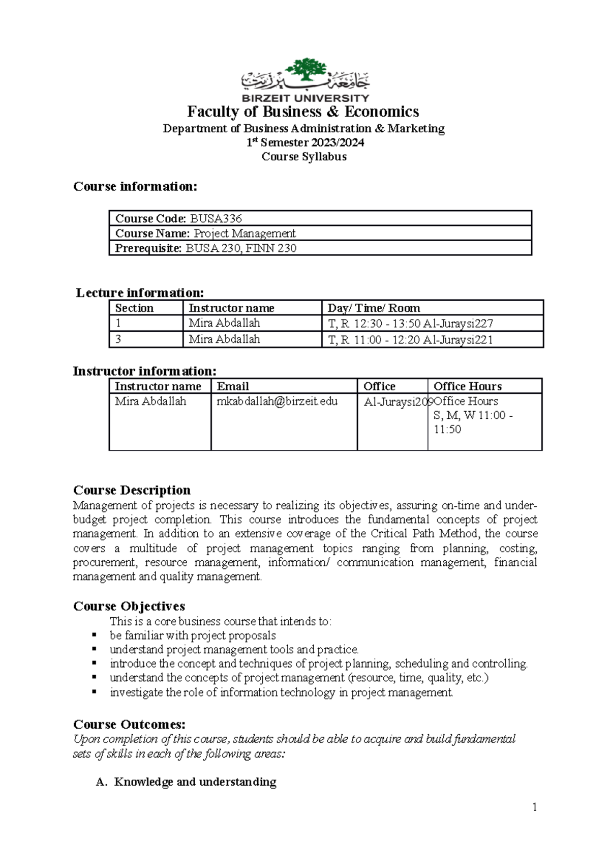 Course Syllabus-BUSA336-1st Semester 2023-2024 - Faculty of Business ...