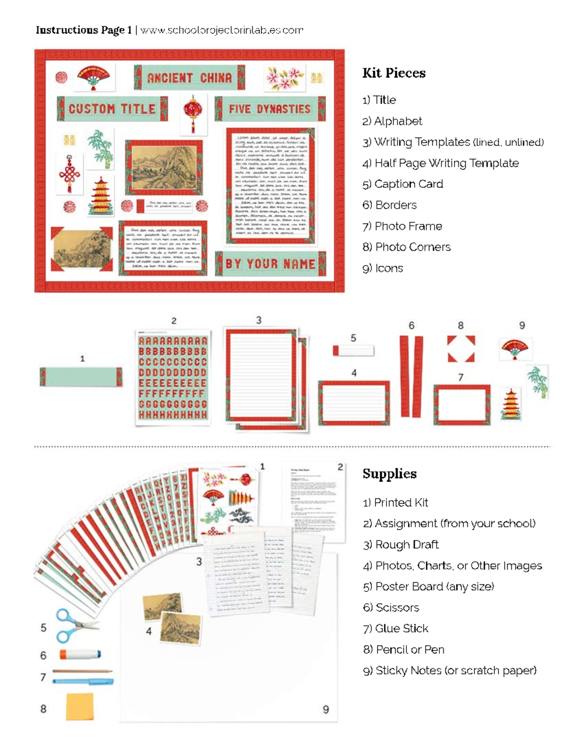 Ancientchina instructions - 1 )PrintedKit 2 )Assignment(from yourschool ...