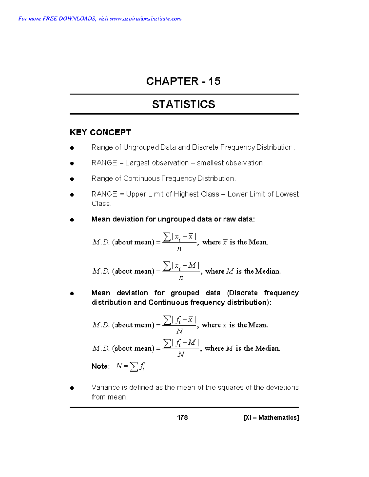 11 Maths Statistics Notes Assignments - CHAPTER - 15 STATISTICS ...