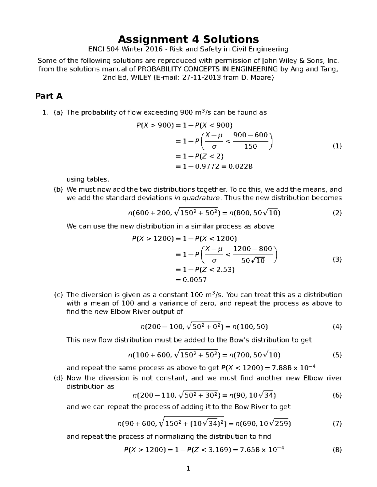 ENCI 504 W16 Assignment 4 Solutions Partial - Assignment 4 Solutions ...