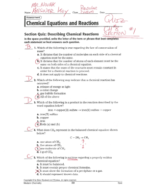 Chapter 8 Test with Answer Key - Original content Copyright © by Holt ...
