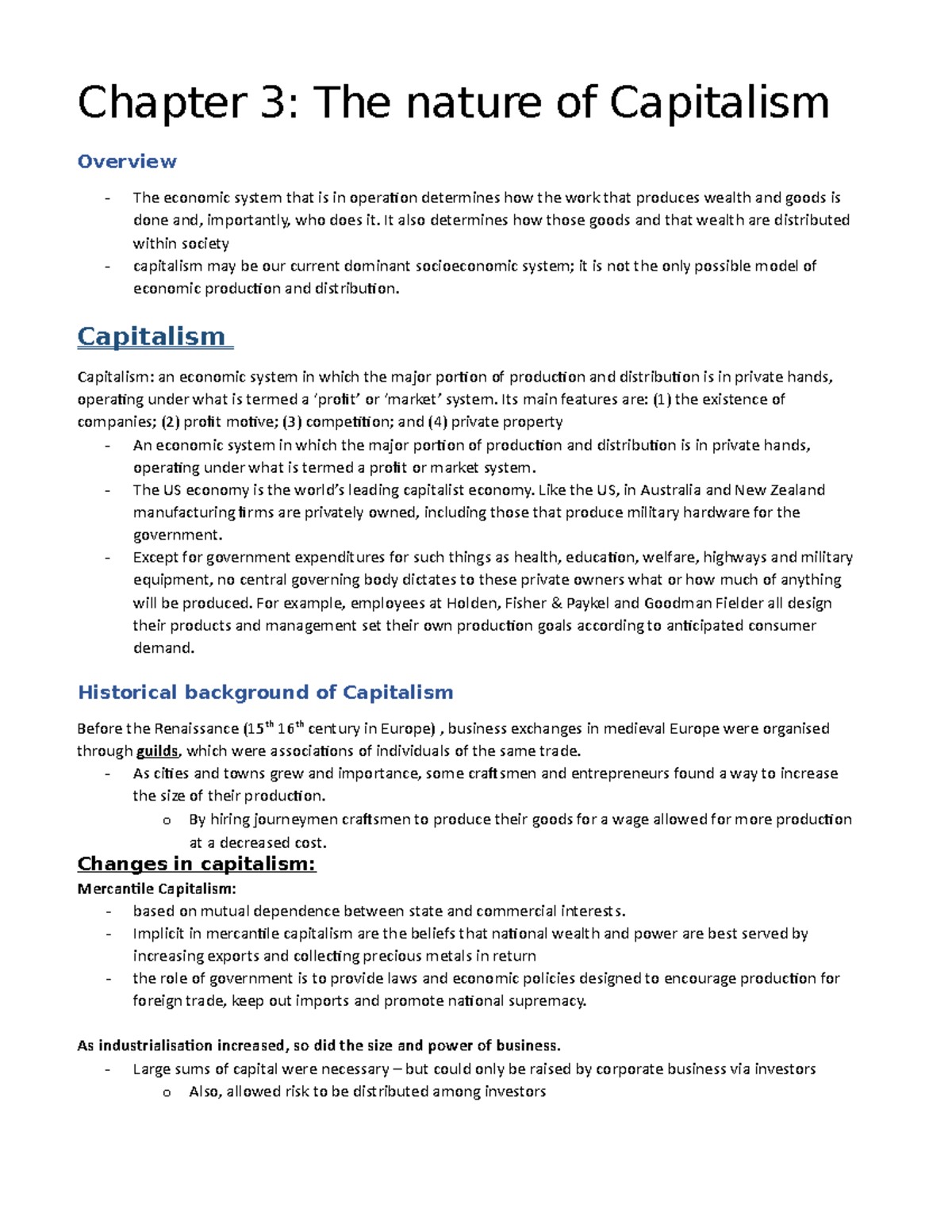 The nature of Capitalism - It also determines how those goods and that ...