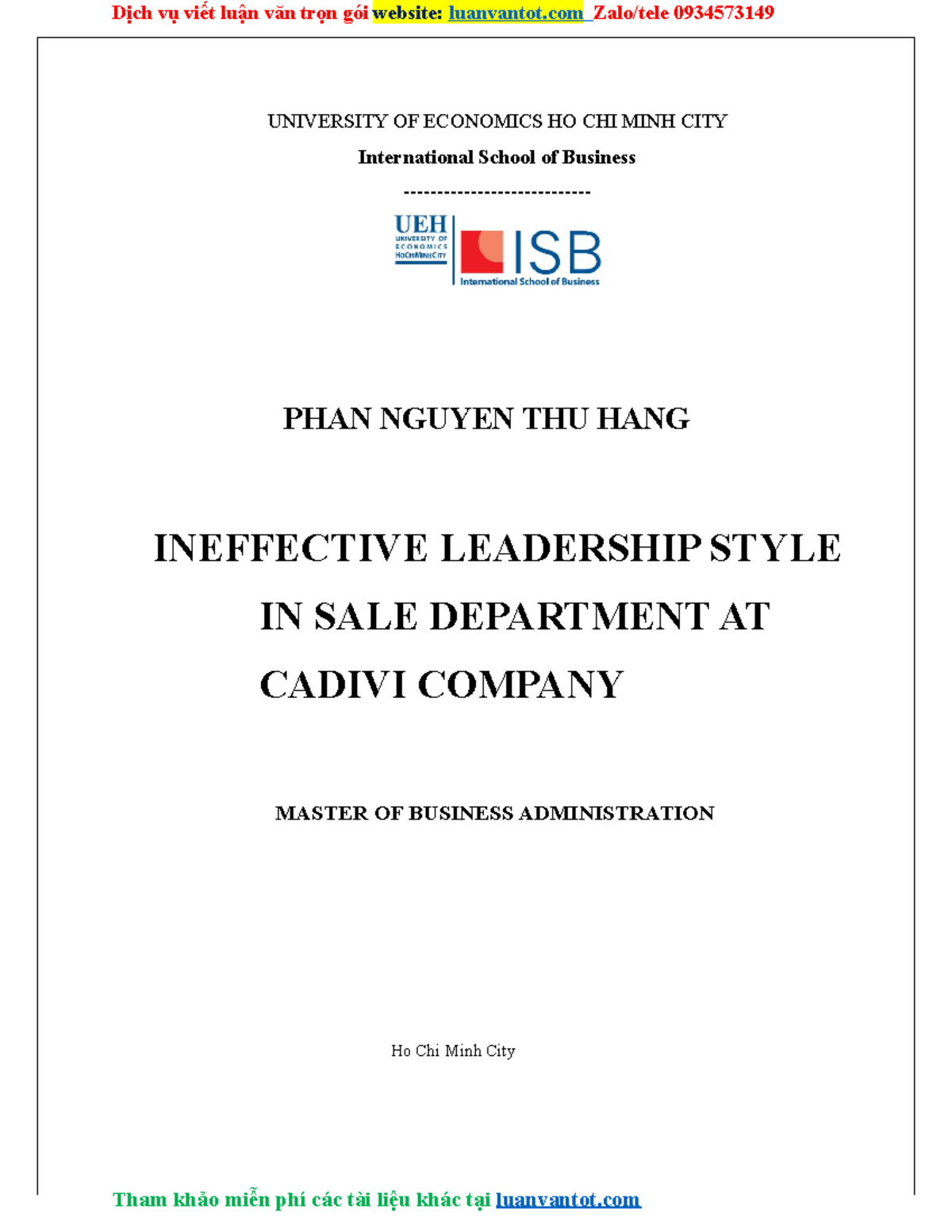 Ineffective Leadership Style In Sale Department At Cadivi Company ...