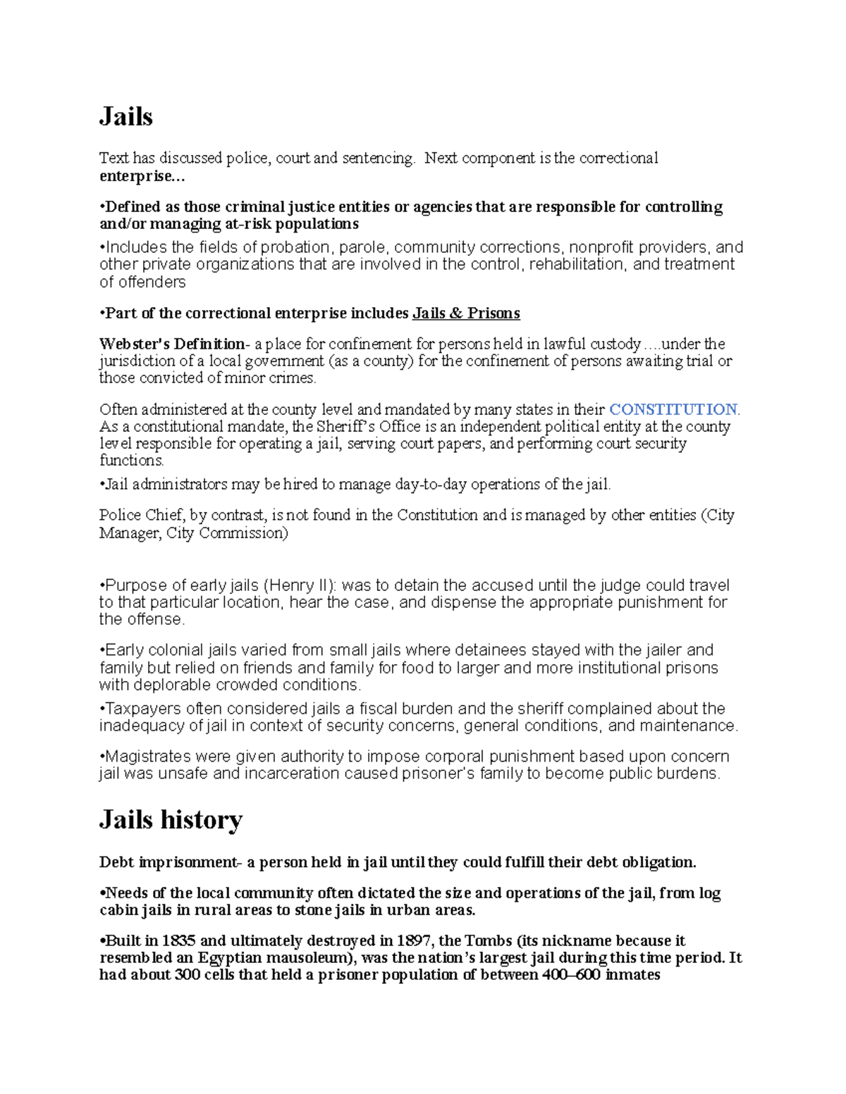 Jail and priosn Chapter 9 - Jails Text has discussed police, court and ...