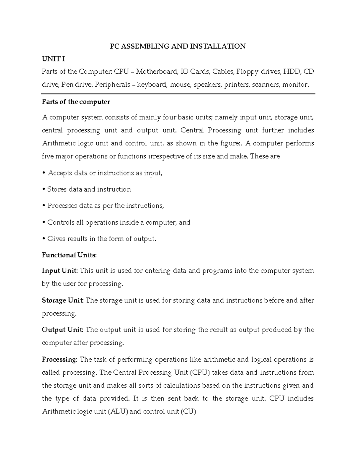 PC - Computer System Servicing NC II - PC ASSEMBLING AND INSTALLATION ...