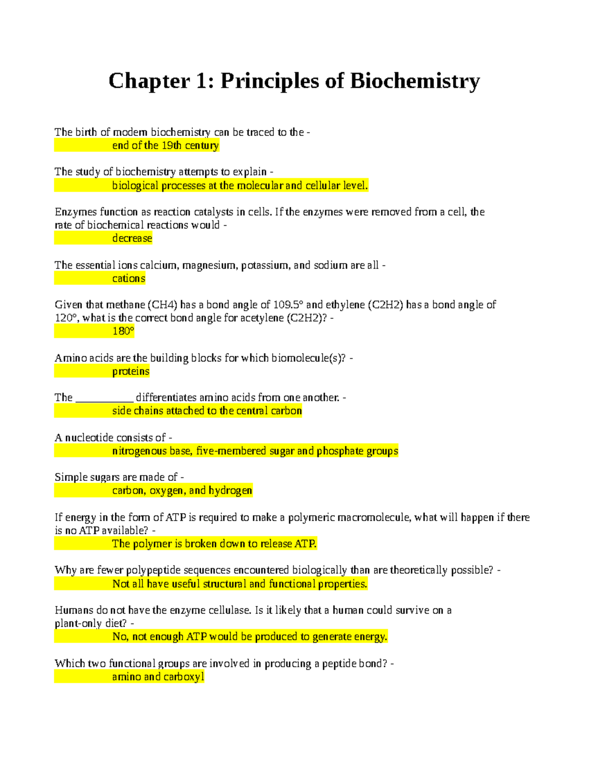 Chapter 1: Principles of Biochemistry - Chapter 1: Principles of ...