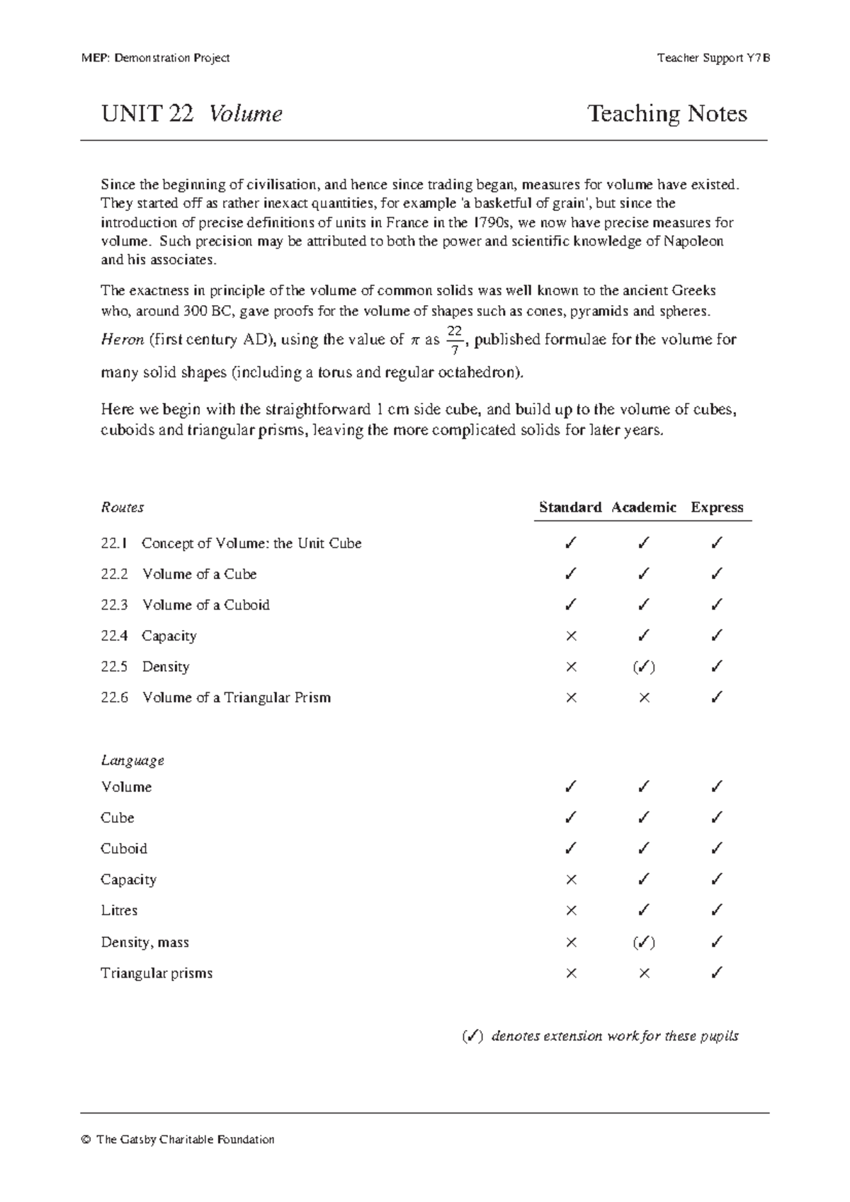 Unit 22 Volume teaching notes - MEP: Demonstration Project Teacher ...