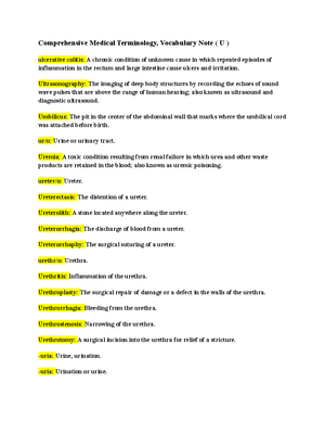 Vocabulary Note ( A ) - Comprehensive Medical Terminology, Vocabulary ...