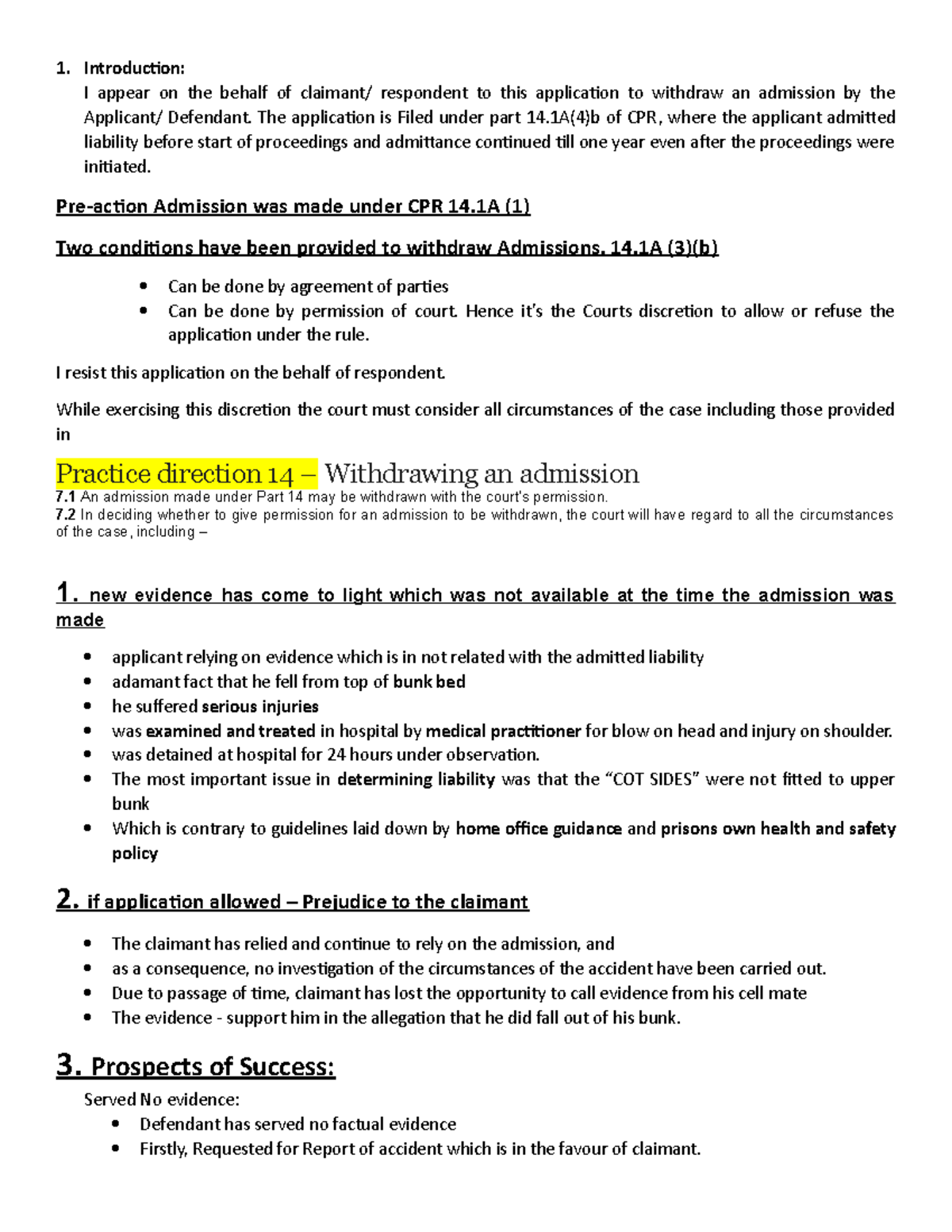 Skeleton Argument SSG5 mobeen - 1. Introduction: I appear on the behalf of claimant/ respondent ...