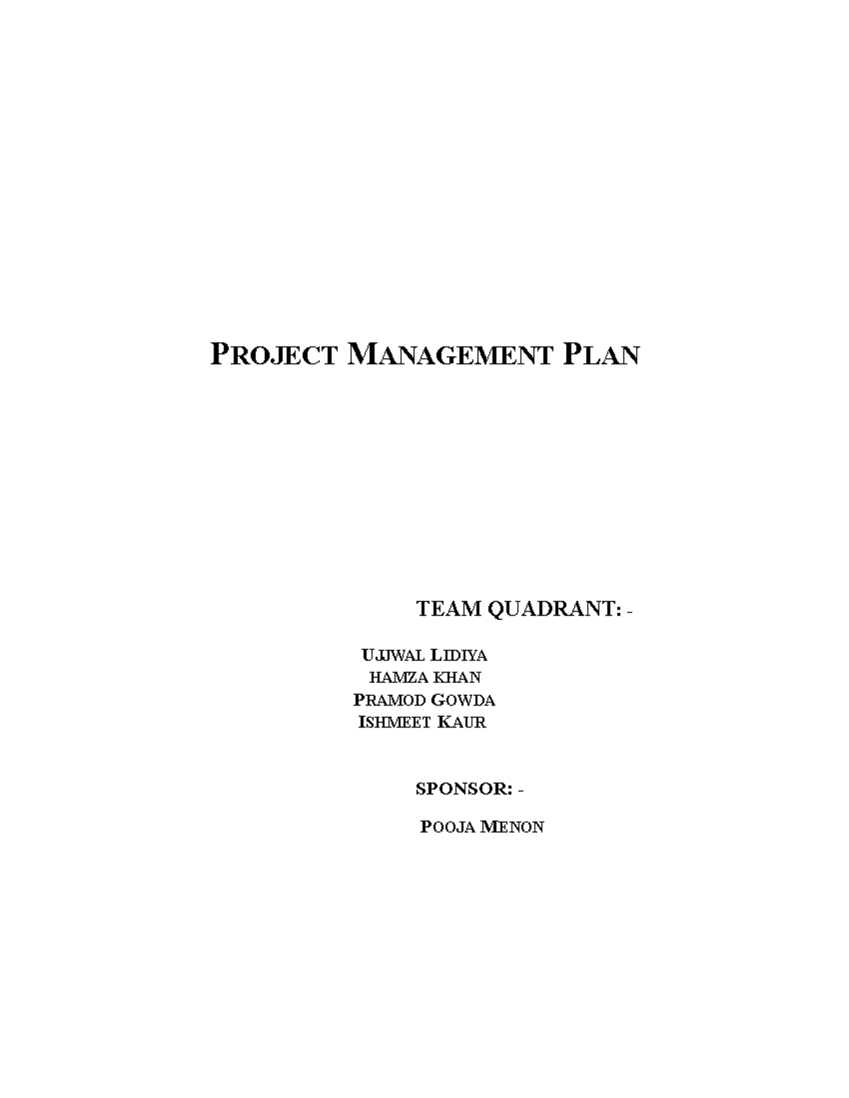 Project-Management-Plan Team Quadrant - PROJECT MANAGEMENT PLAN TEAM ...