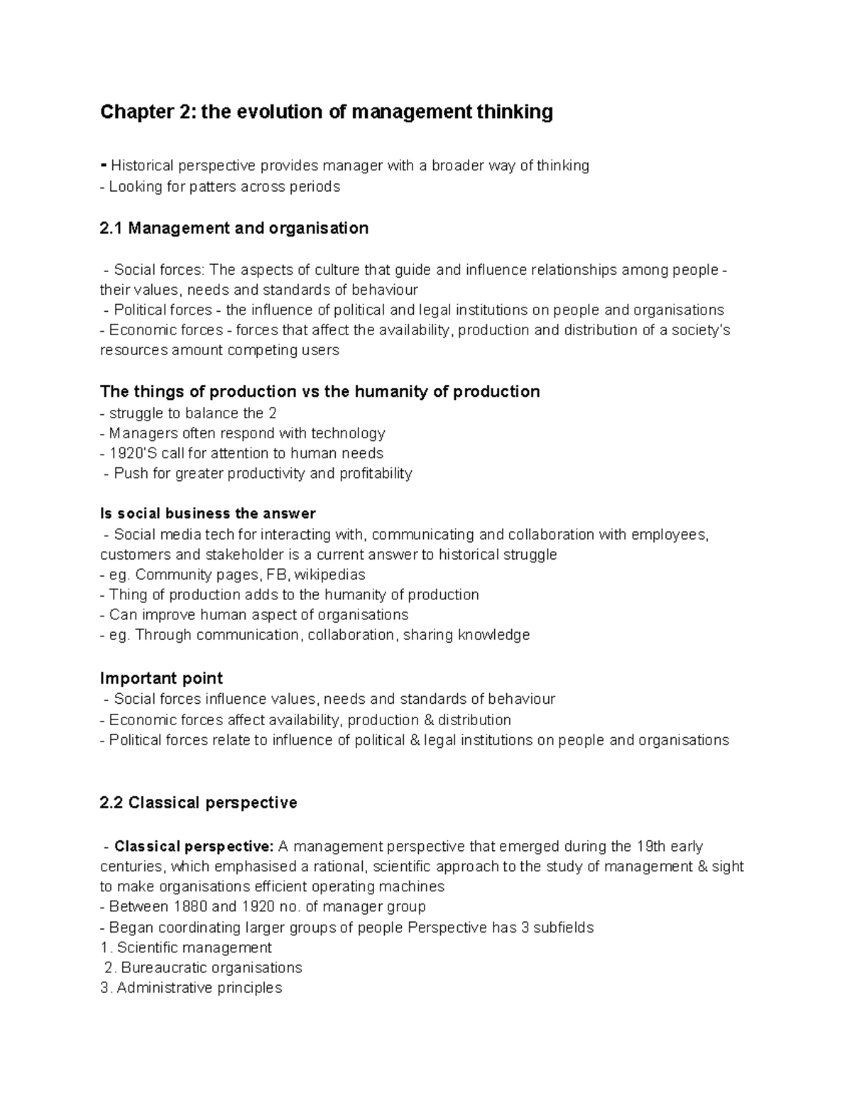 Chapter 2 the evolution of management thinking - Chapter 2: the ...