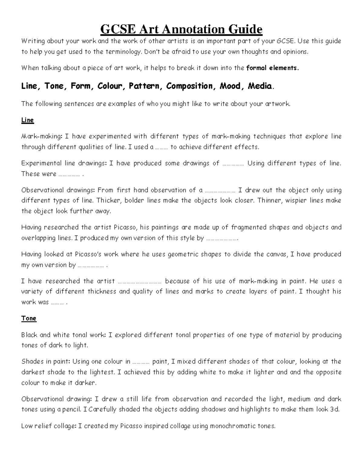 1434012949-Art How To Improve GCSE - GCSE Art Annotation Guide Writing ...