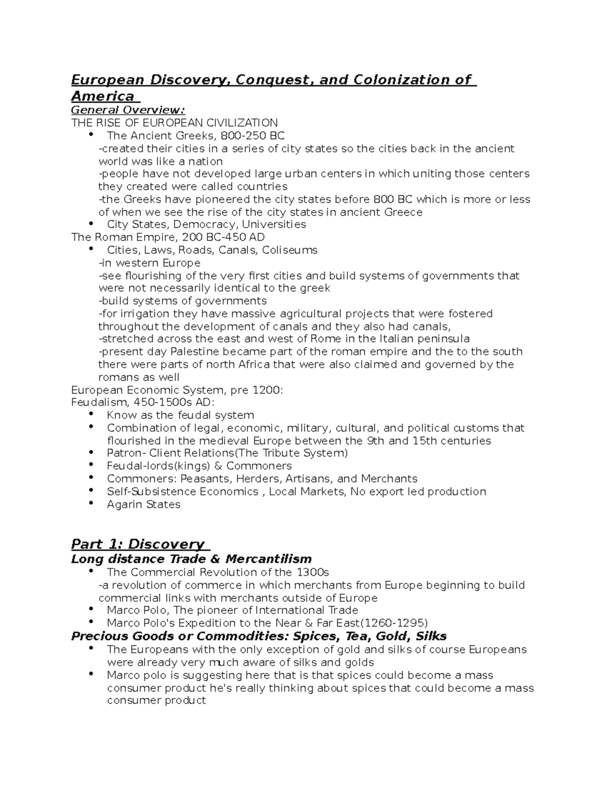 European Discovery Conquest and Colonization of America - Studocu