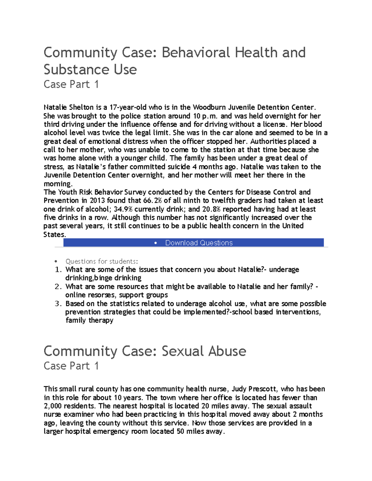 Community 9 - Community Case: Behavioral Health and Substance Use Case ...