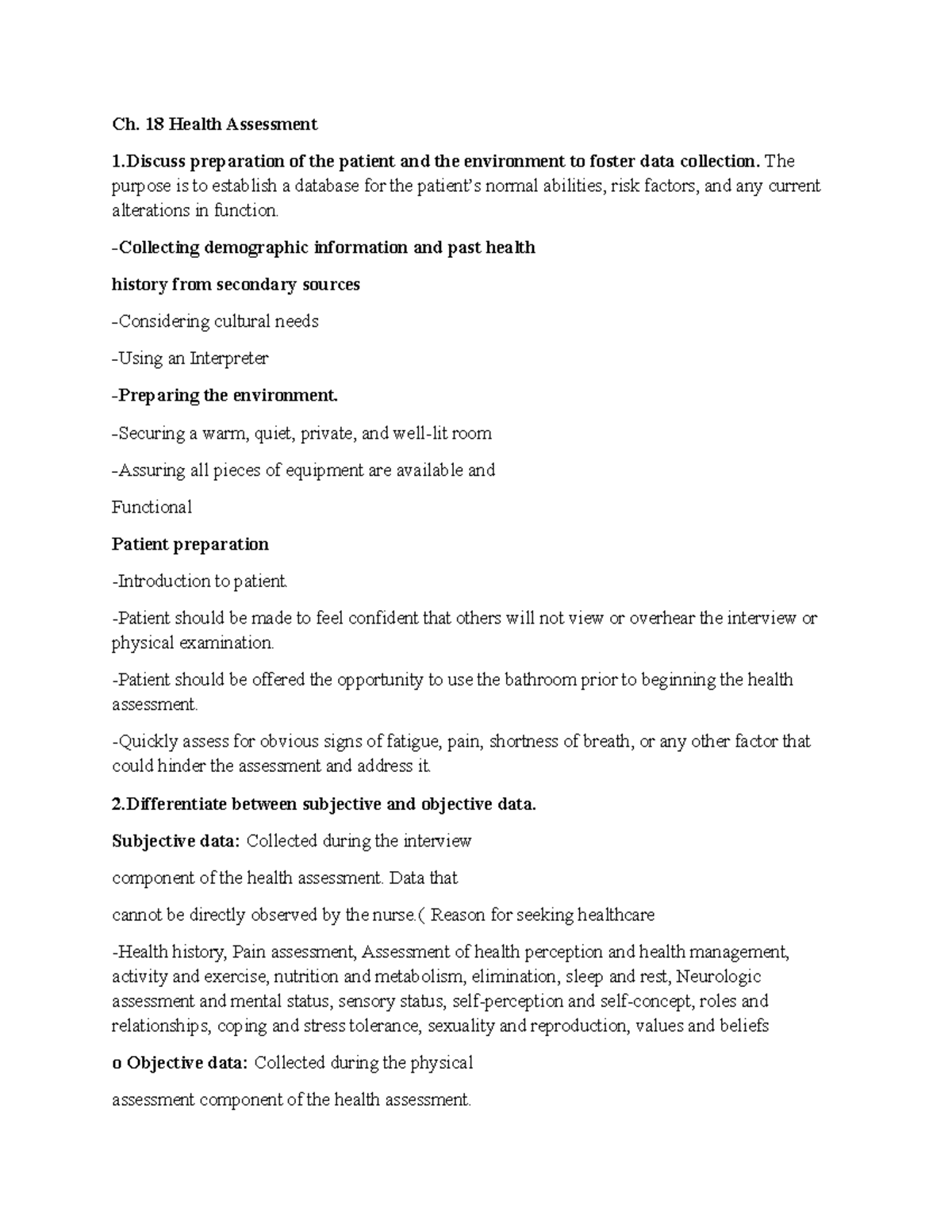 CH 18 Health Assessment Fundamentals - Ch. 18 Health Assessment 1 ...