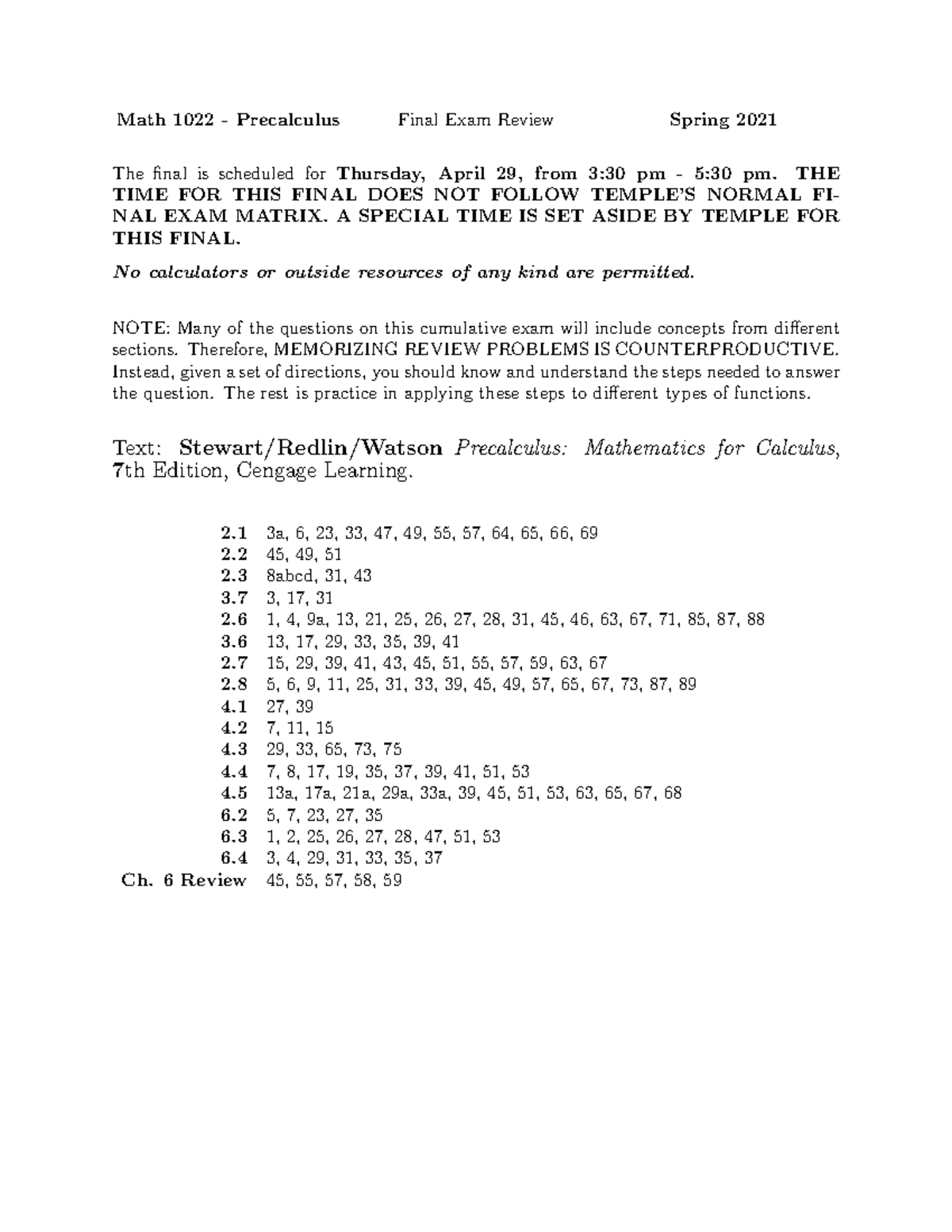Math 1022 Final Exam Review Problems Spring 2021 - Math 1022 ...