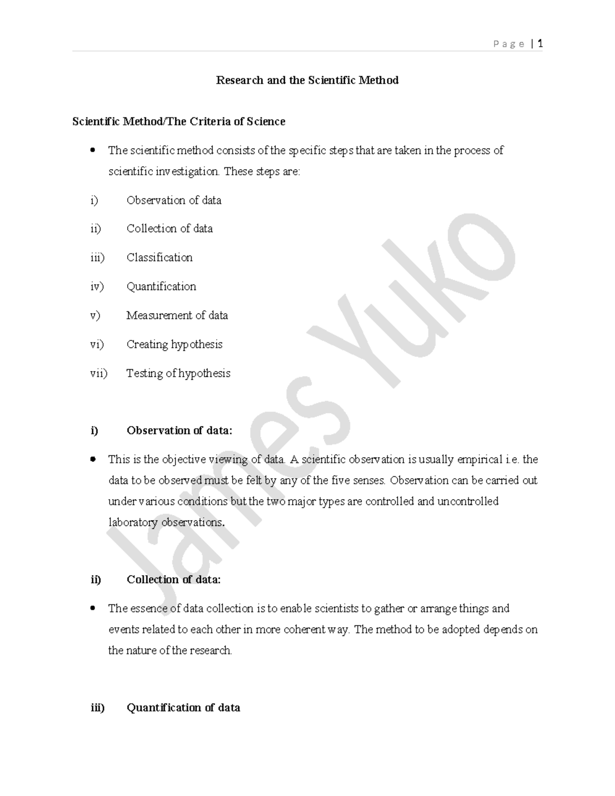 Notes The Scientific Method - P a g e | 1 Research and the Scientific ...