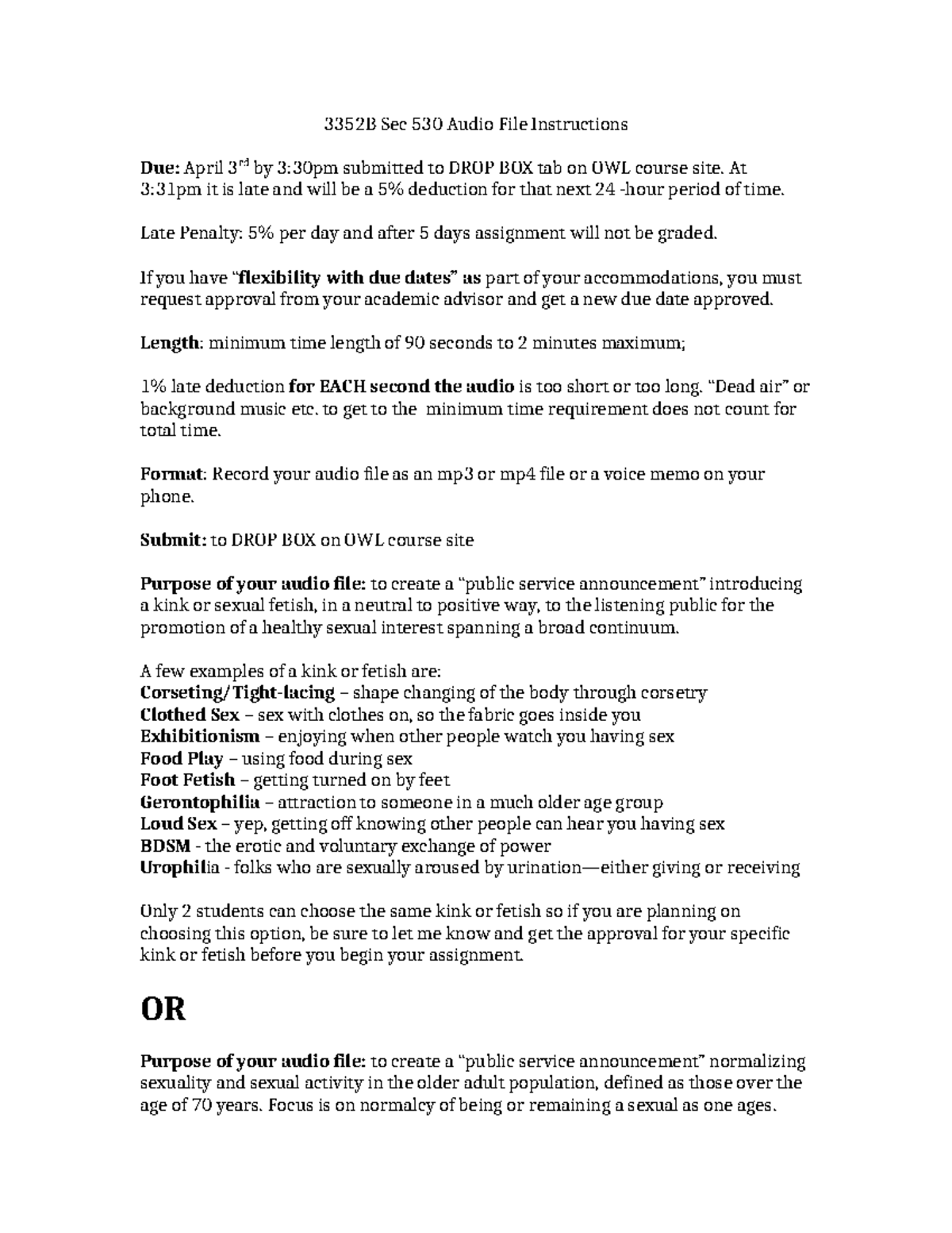 3352B Audio Assignment Instructions 2024 - 3352B Sec 530 Audio File ...