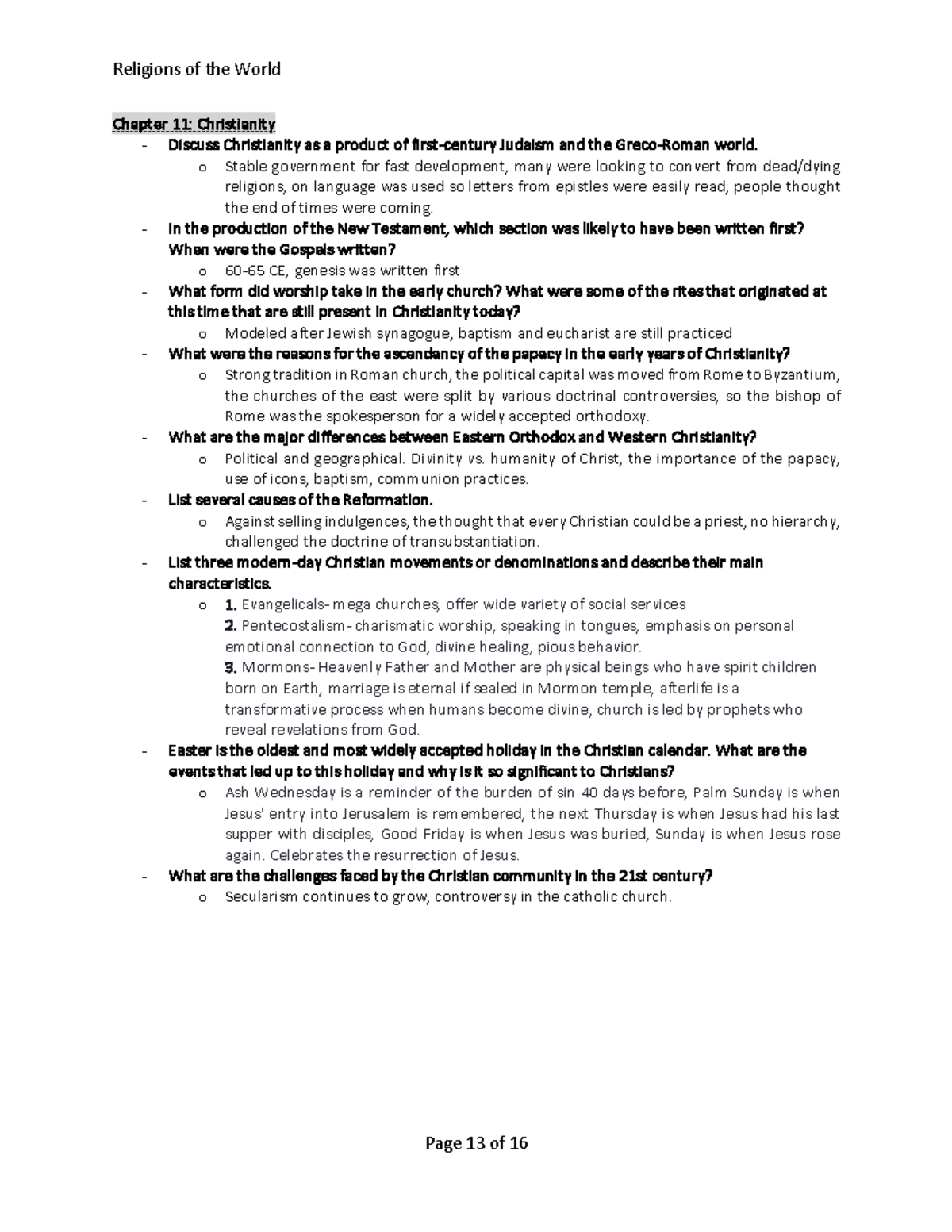 Religions of the World Learning Objectives 11 - Religions of the World ...