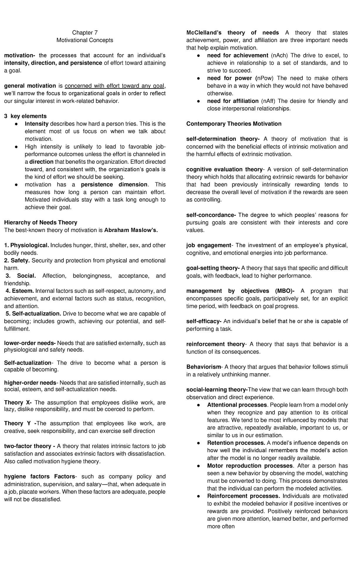 Chapter 7 motivational concepts - Chapter 7 Motivational Concepts ...