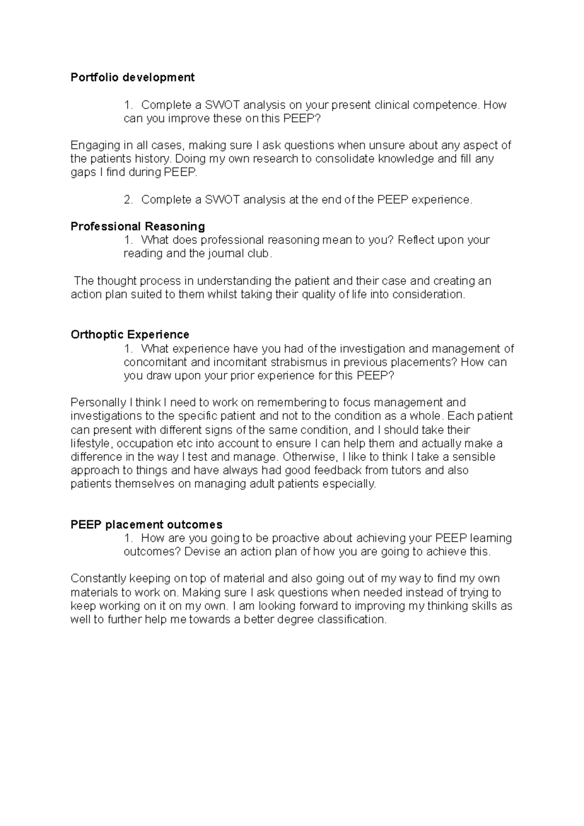 Swot and qs - cases - Portfolio development Complete a SWOT analysis on ...