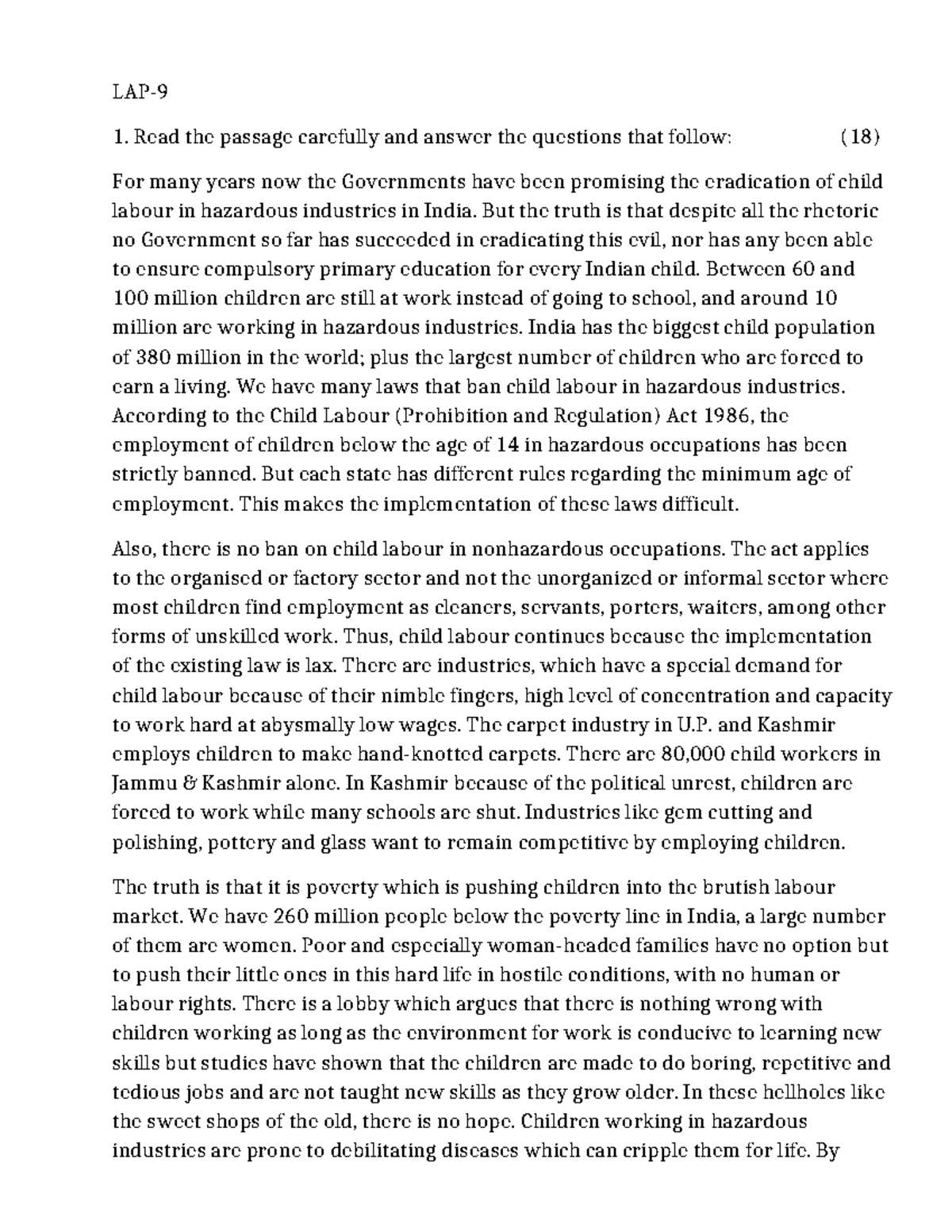 LAP-9 - language tests that can telp you - LAP- 1. Read the passage ...