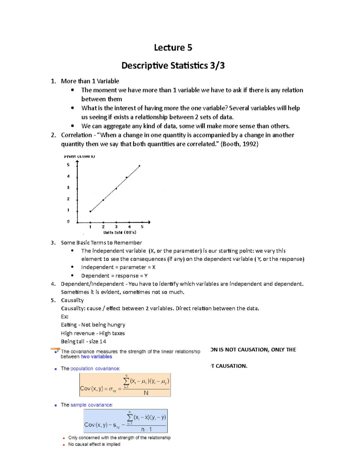 Descriptive Statistics 3/3 - Lecture 5 Descriptive Statistics 3/ More ...
