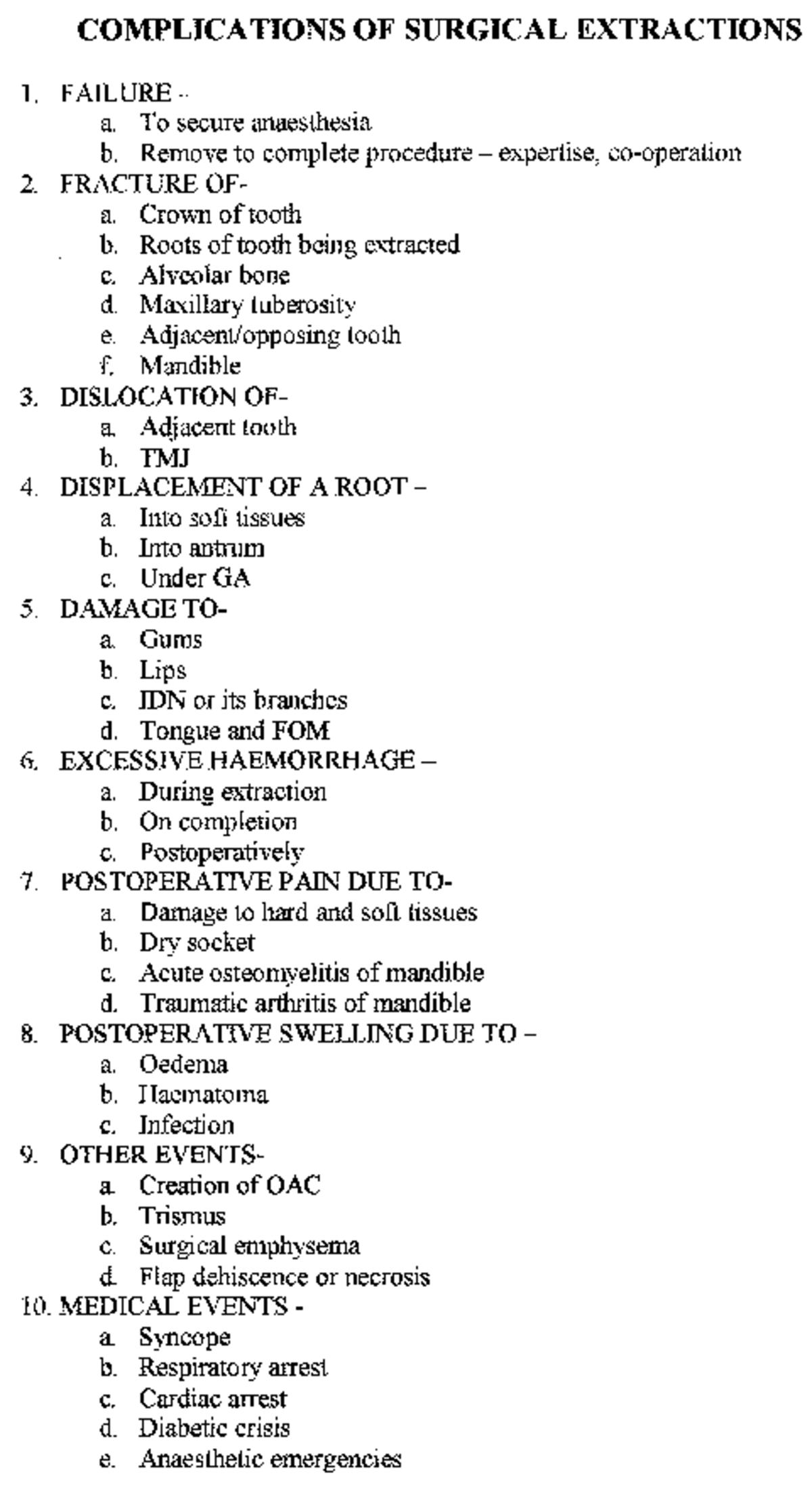 Surgical Complications EOS - COMPLICATIONS OF SURGICAL EXTRACTIONS 1 ...