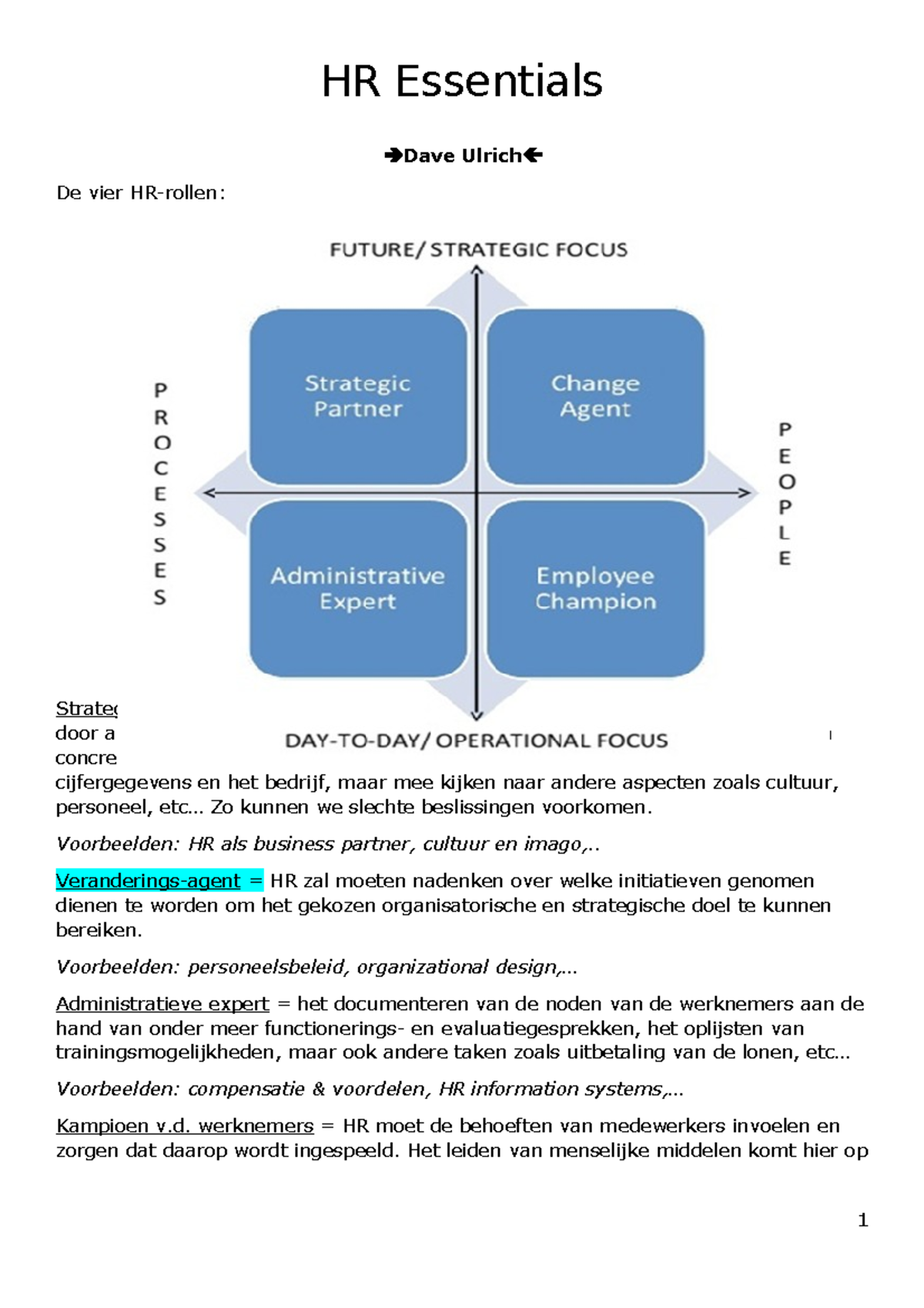 Samenvattinh HR - management - HR Essentials Dave Ulrich De vier HR ...