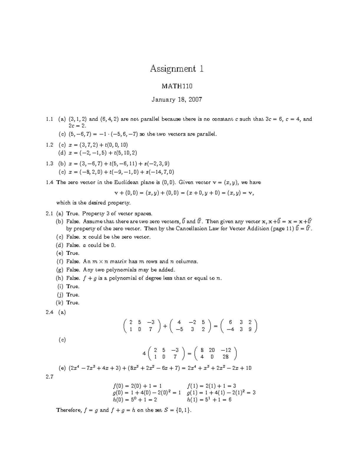 110HW1 - Arthur Ogus, Spring 2007 - Assignment 1 MATH110 January 18 ...
