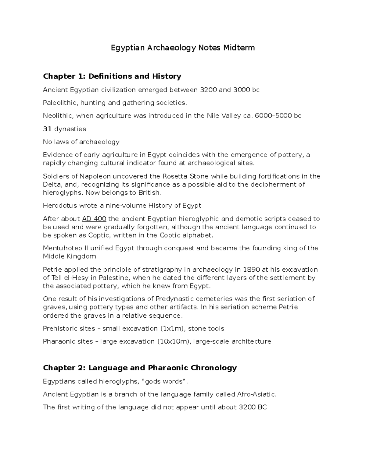 Egyptian Archaeology Notes Midterm ch1-7 - Egyptian Archaeology Notes ...