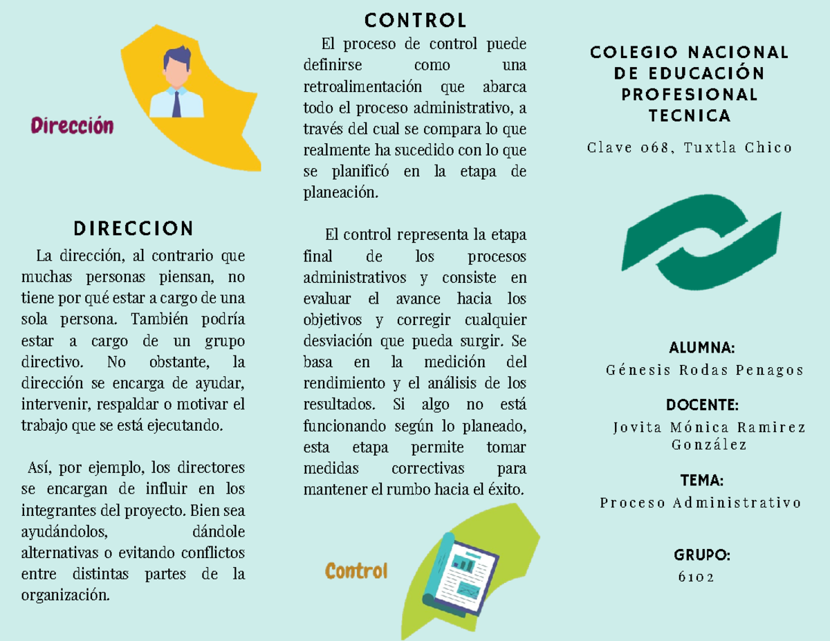 Tríptico Proceso Administrativo - COLEGIO NACIONAL DE EDUCACIÓN ...