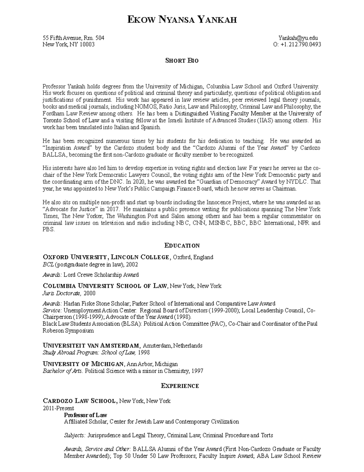 C.V. Sept 2021 (1) - ssssssssss - EKOW NYANSA YANKAH 55 Fifth Avenue ...