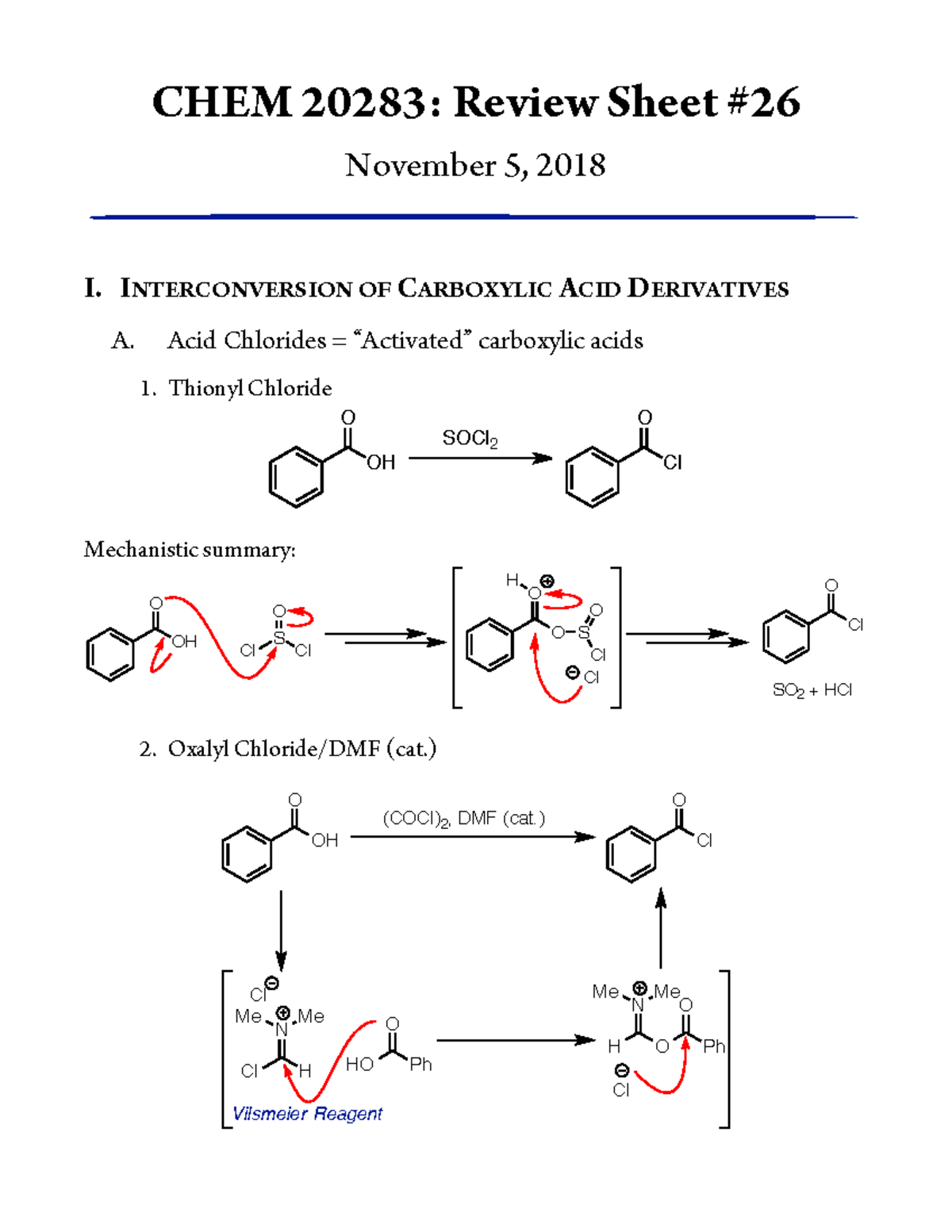 Lecture 26 summary - CHEM 20283: Review Sheet November 5, 2018 I ...