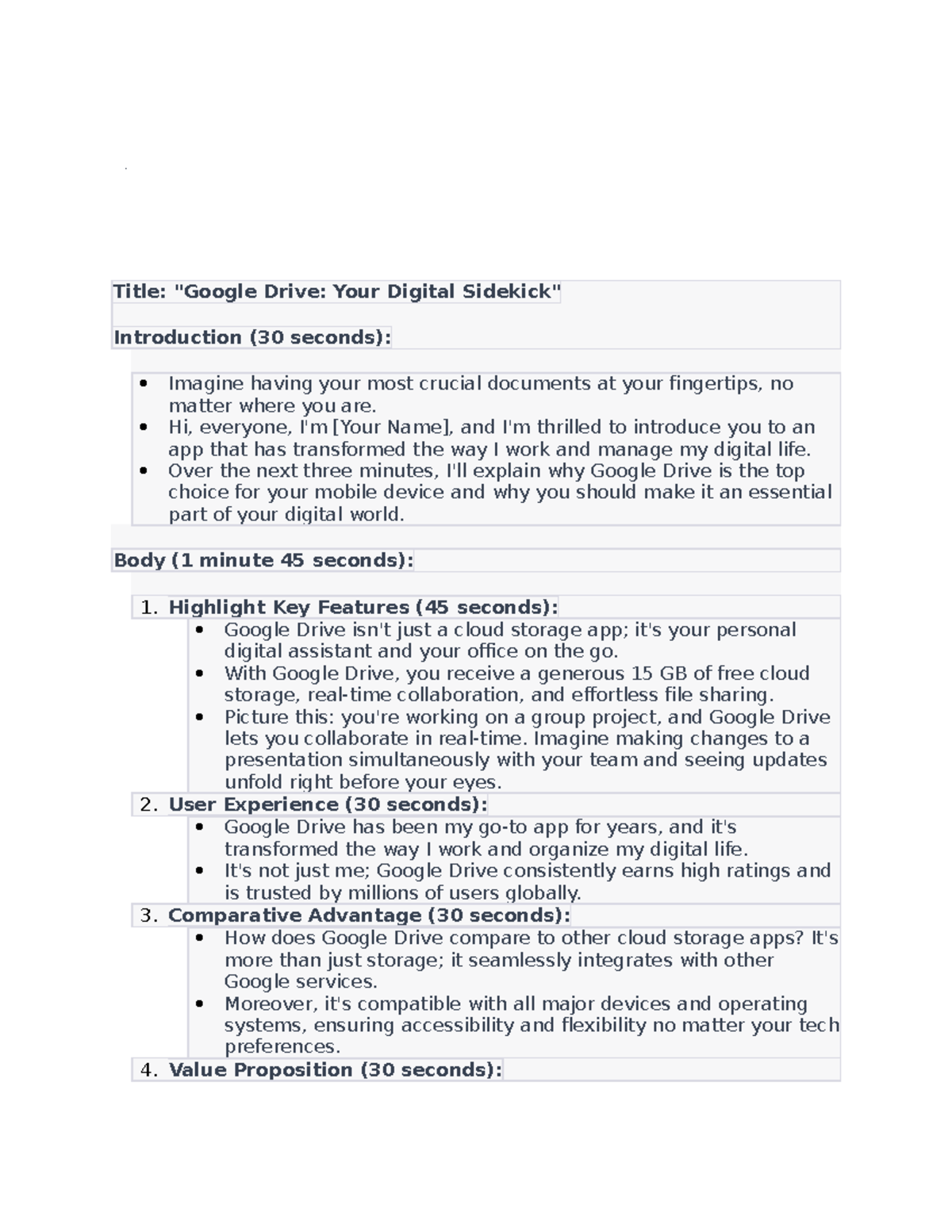 Presentation Script on APP - Title: "Google Drive: Your Digital ...
