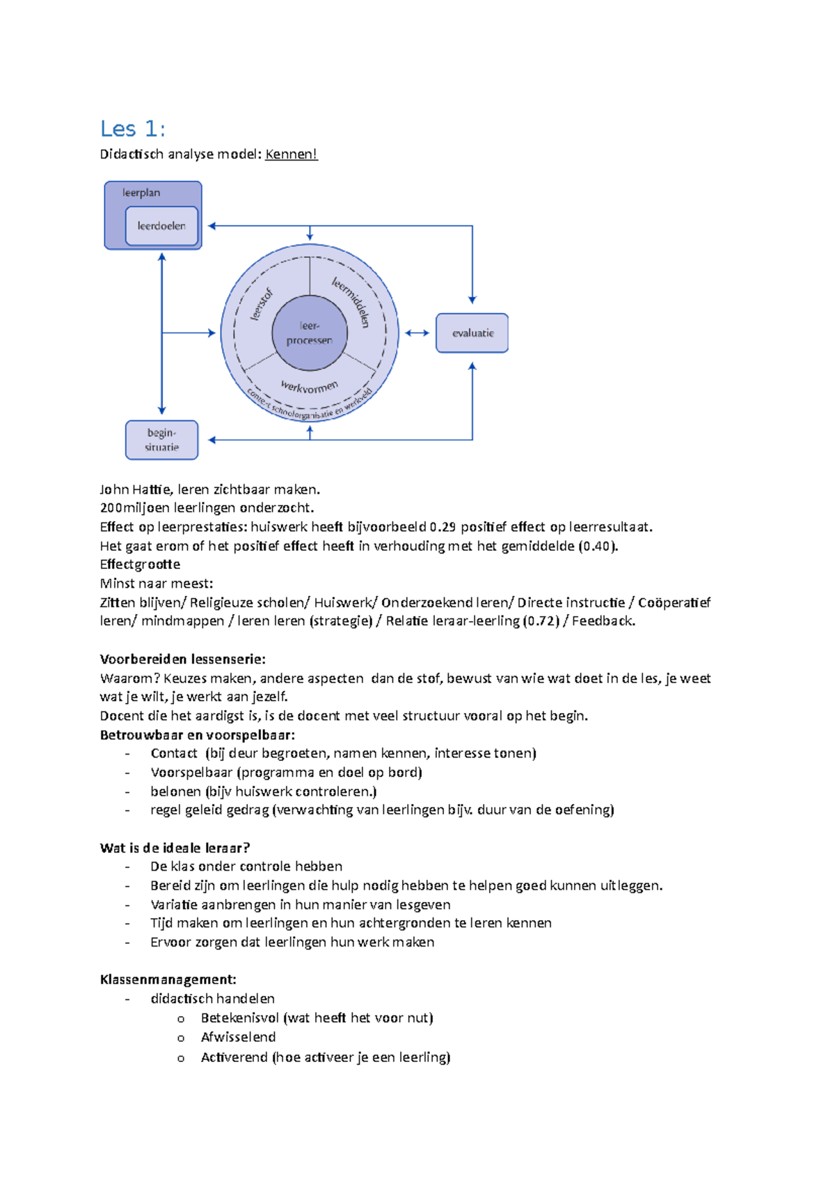 Samenvatting lessen - College-aantekeningen Colleges 1-8 - Les 1 ...
