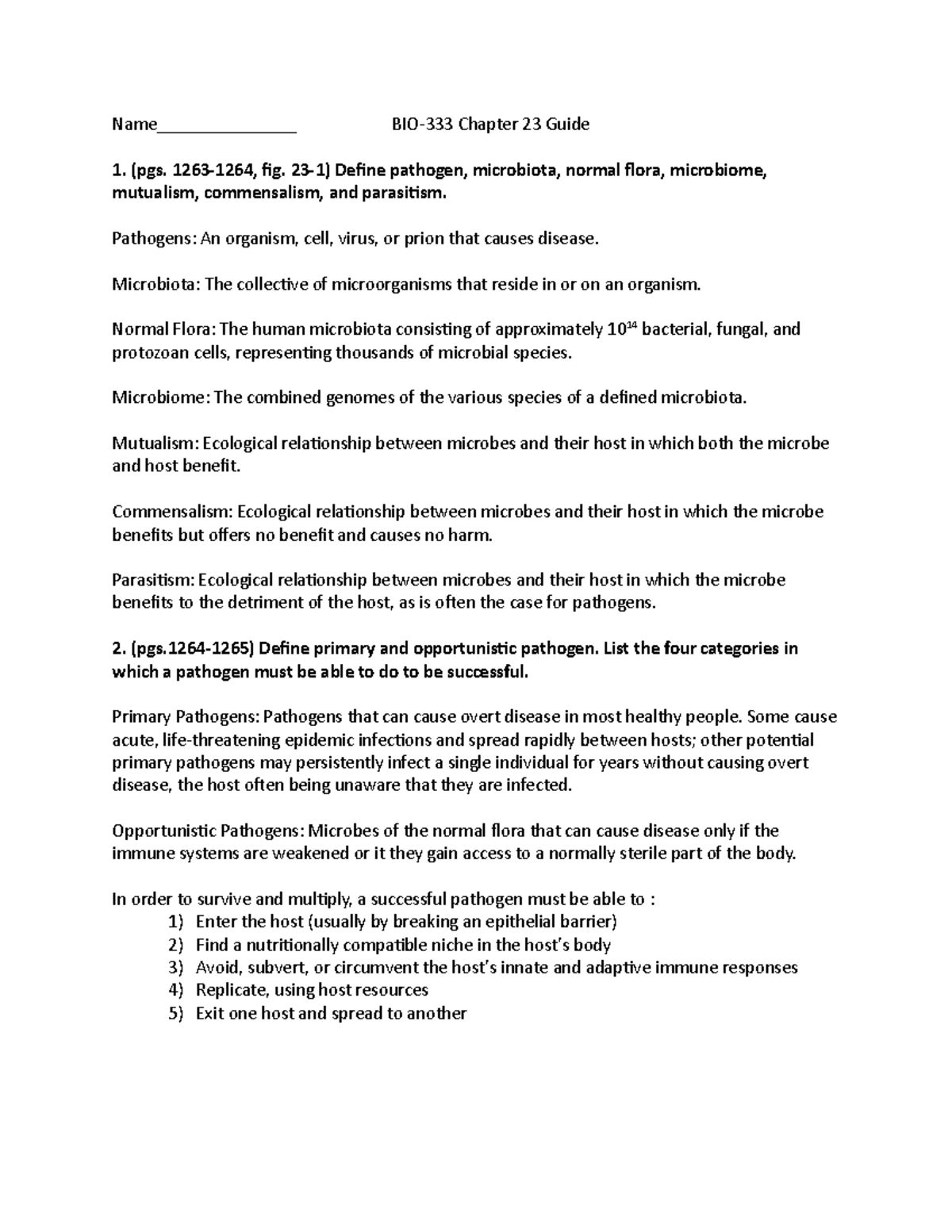 BIO-333 Chapter 23 Guide - Name_______________ BIO-333 Chapter 23 Guide ...