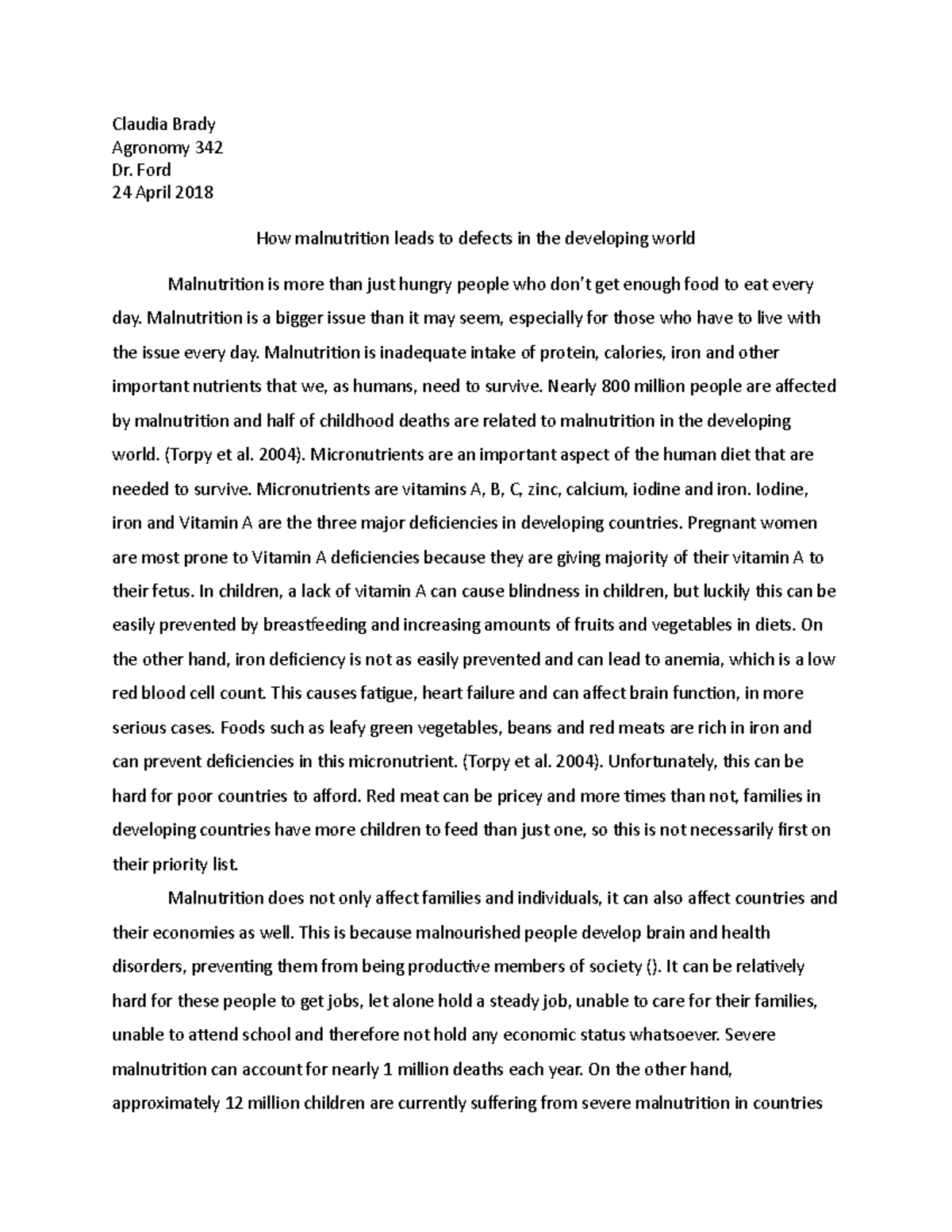 Extra Credit Paper - Essay - Claudia Brady Agronomy 342 Dr. Ford 24 ...