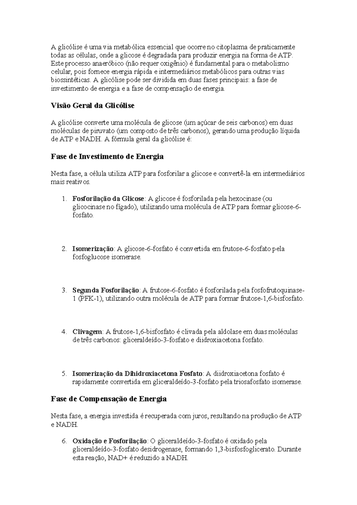 Glicolise - Resumo Bioquímica - A glicólise é uma via metabólica ...
