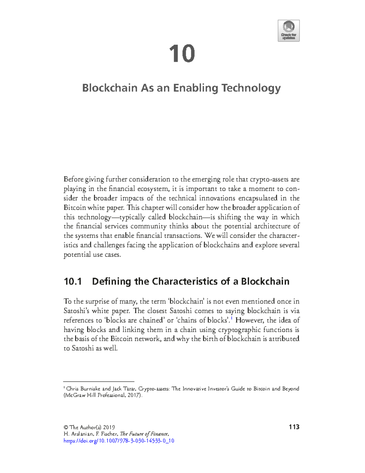 5. Blockchain As an Enabling Technology - © !e Author(s) 2019 113 ####### H. Arslanian, F ...