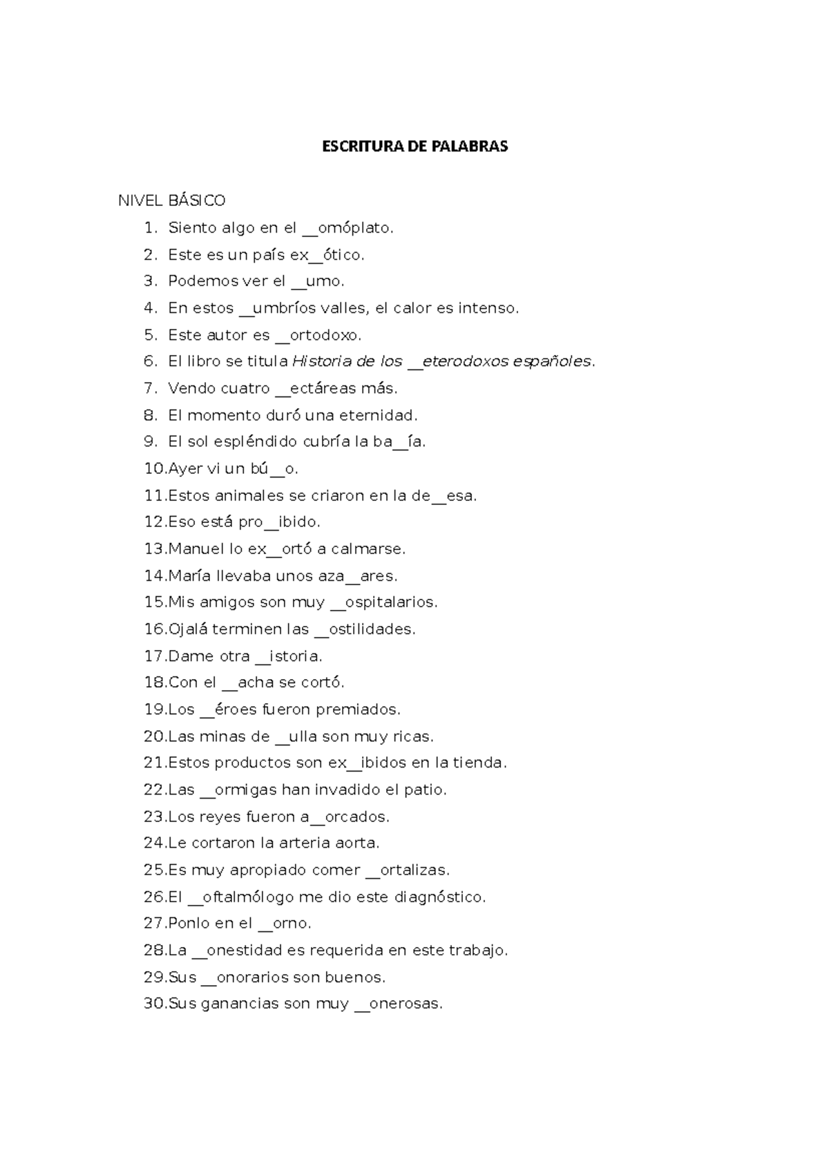 Escritura de palabras - Practicar - ESCRITURA DE PALABRAS NIVEL BÁSICO ...