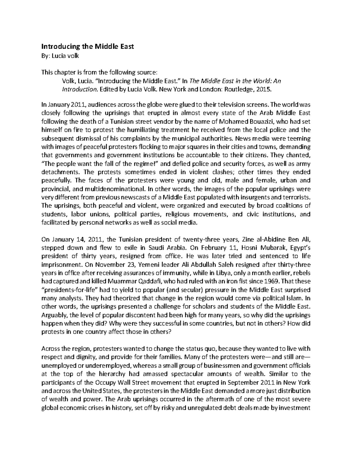 Volk Introducing the Middle East - Introducing the Middle East By ...