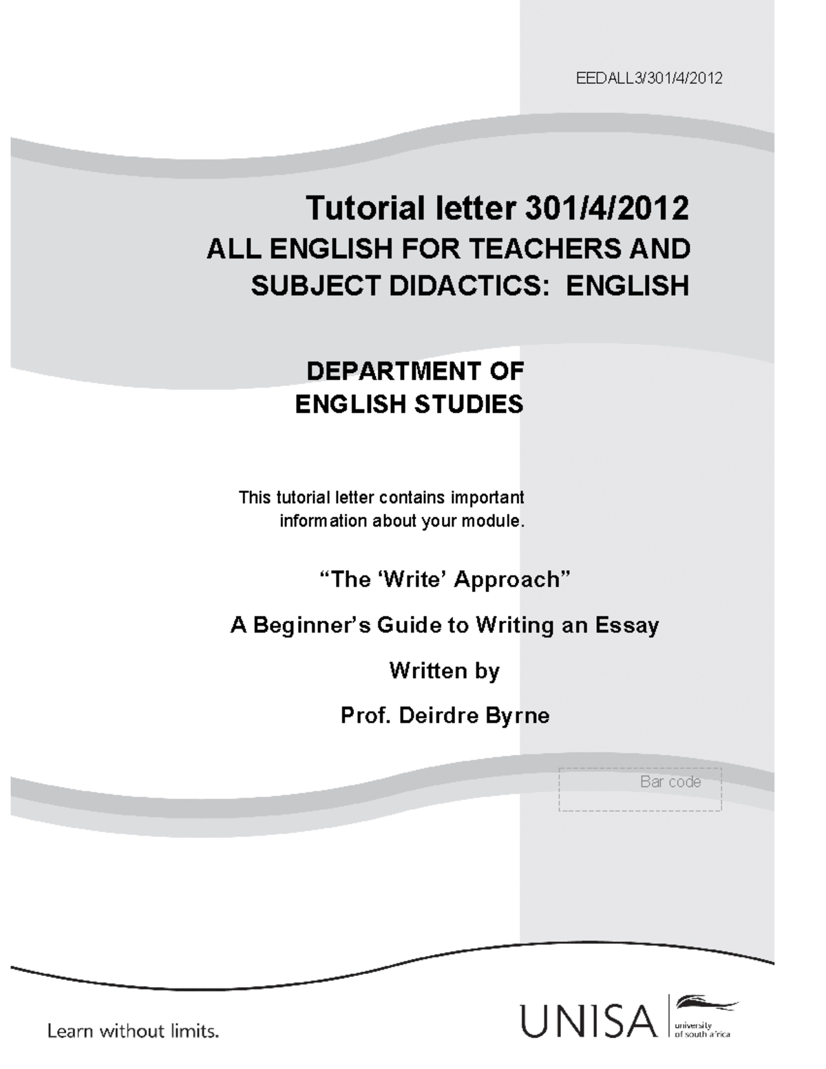 301 2012 4 b - Assignment feedback - EEDALL3/301/4/2012 Tutorial letter ...