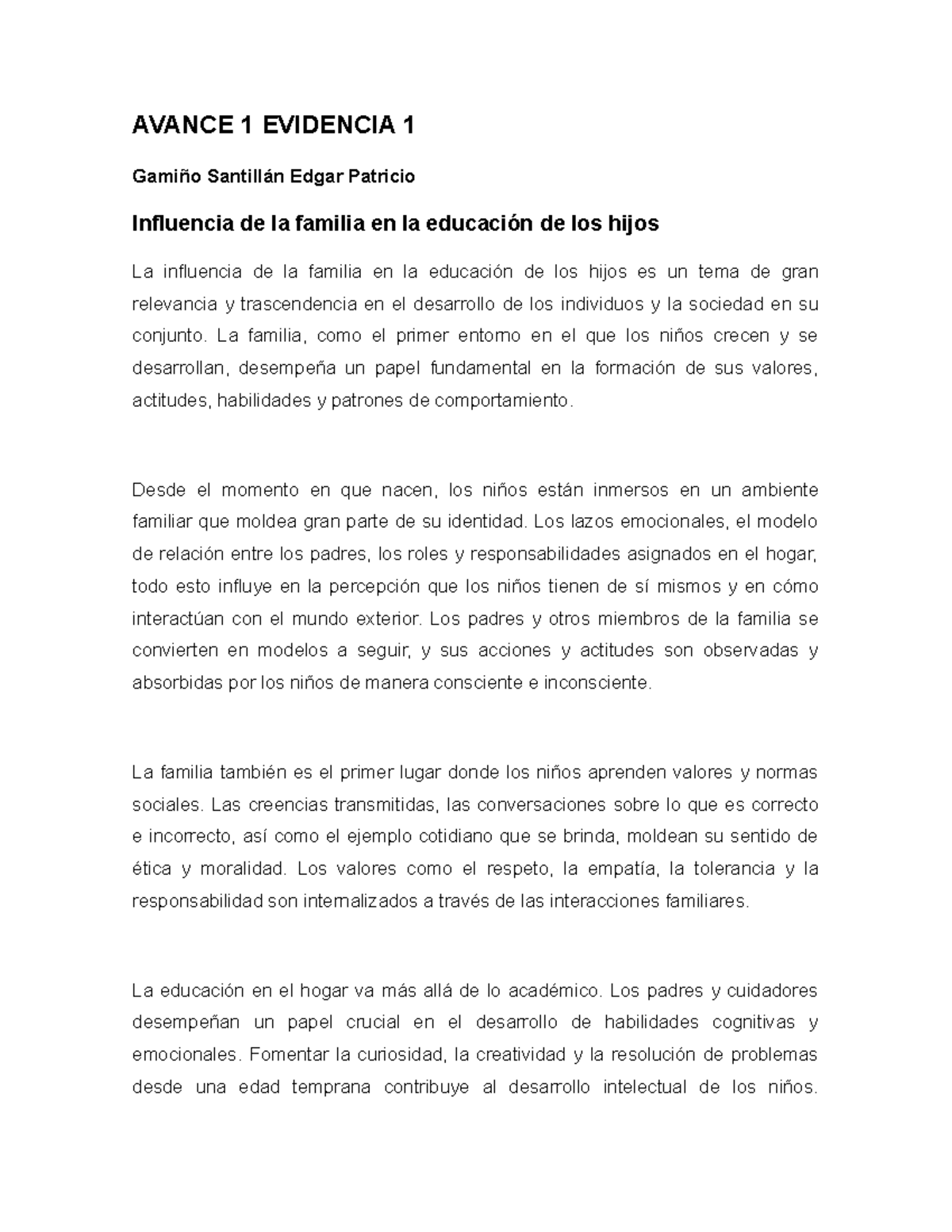 Avance 1 Evidencia 1 - AVANCE 1 EVIDENCIA 1 Gamiño Santillán Edgar ...