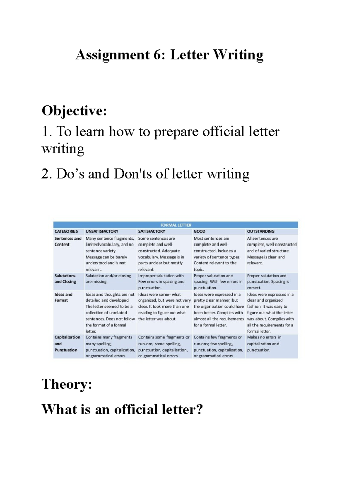 Assignment 6 - oop - Assignment 6: Letter Writing Objective: To learn ...