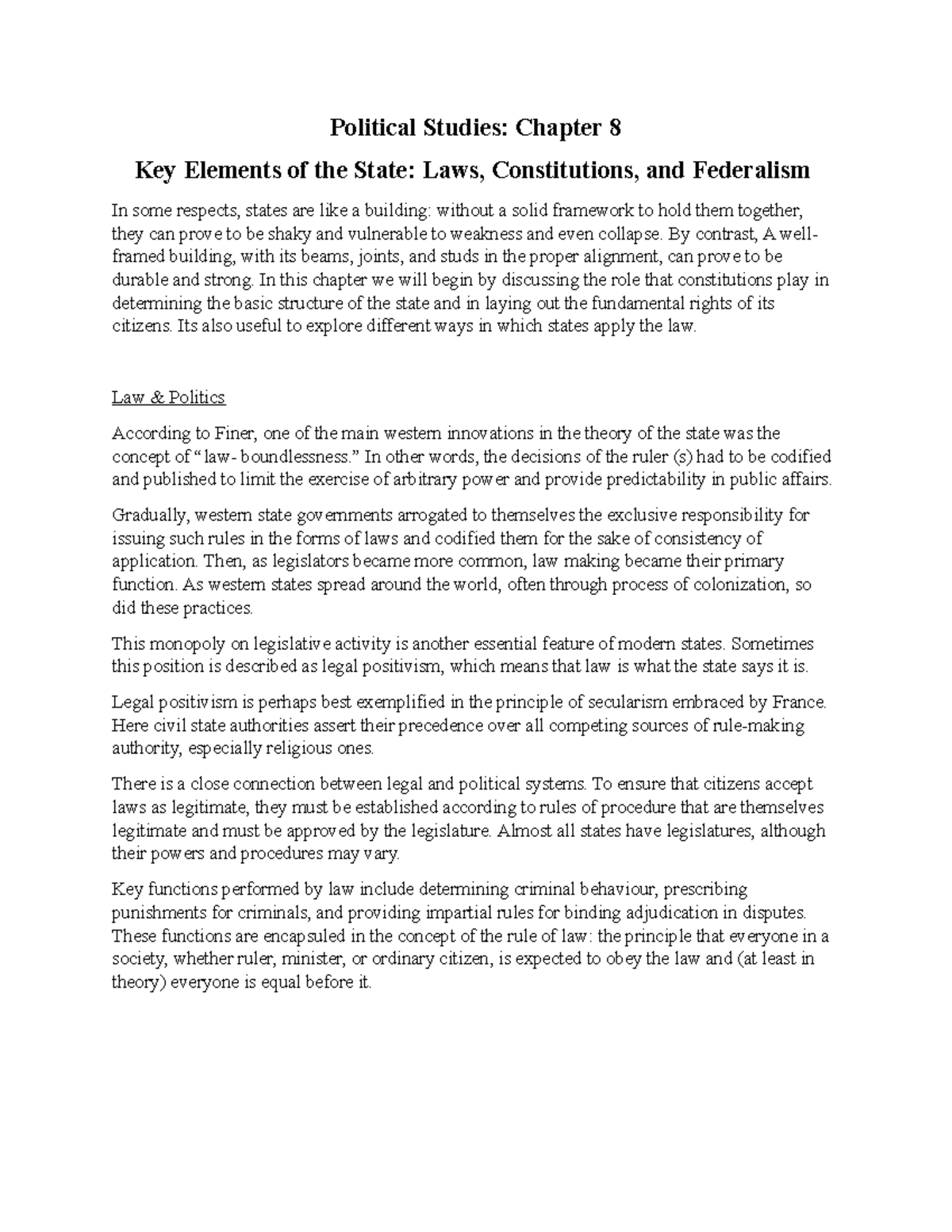 Political Studies Chapter 8 Notes - Political Studies: Chapter 8 Key ...