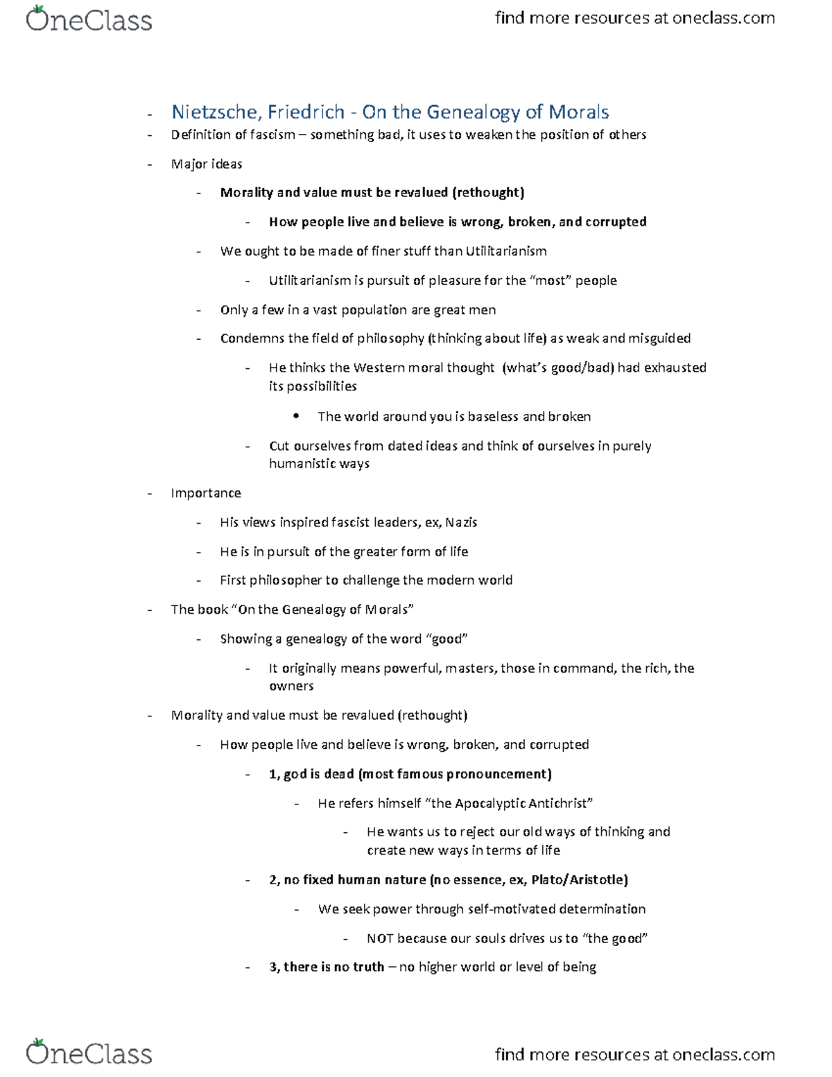 Bf199 (MT) - notes - Nietzsche, Friedrich - On the Genealogy of Morals ...