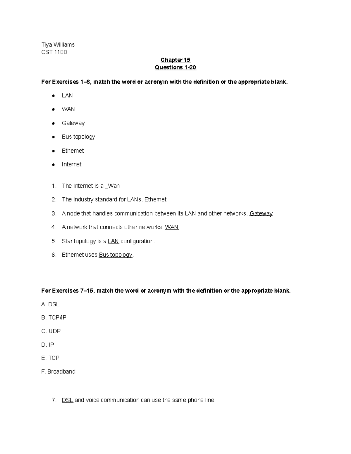 Ch. 15 CST 1100 - Chapter 15 questions and answers - Tiya Williams CST ...